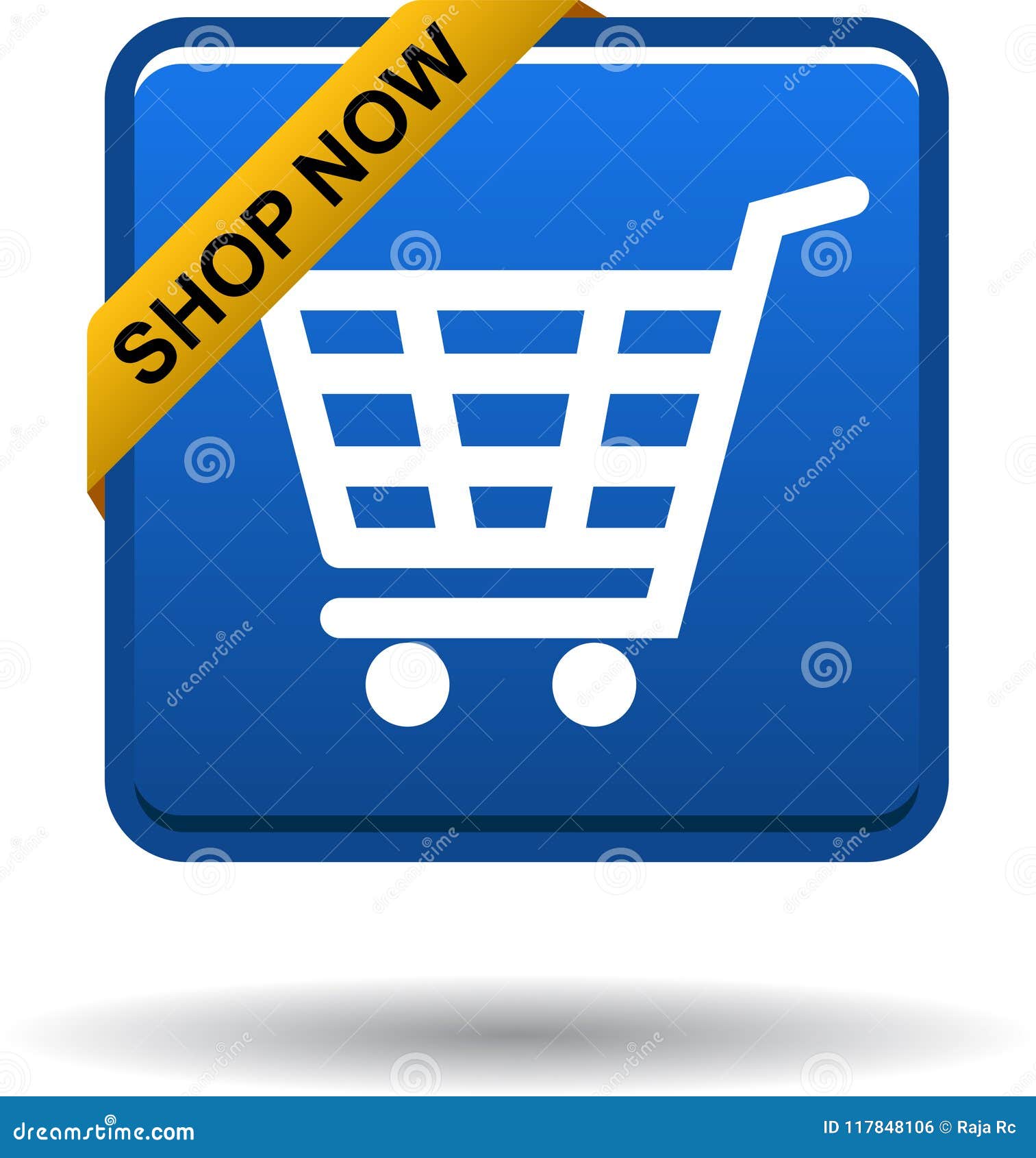 Shop Now Icon Blue Square Button Stock Vector - Illustration of ...