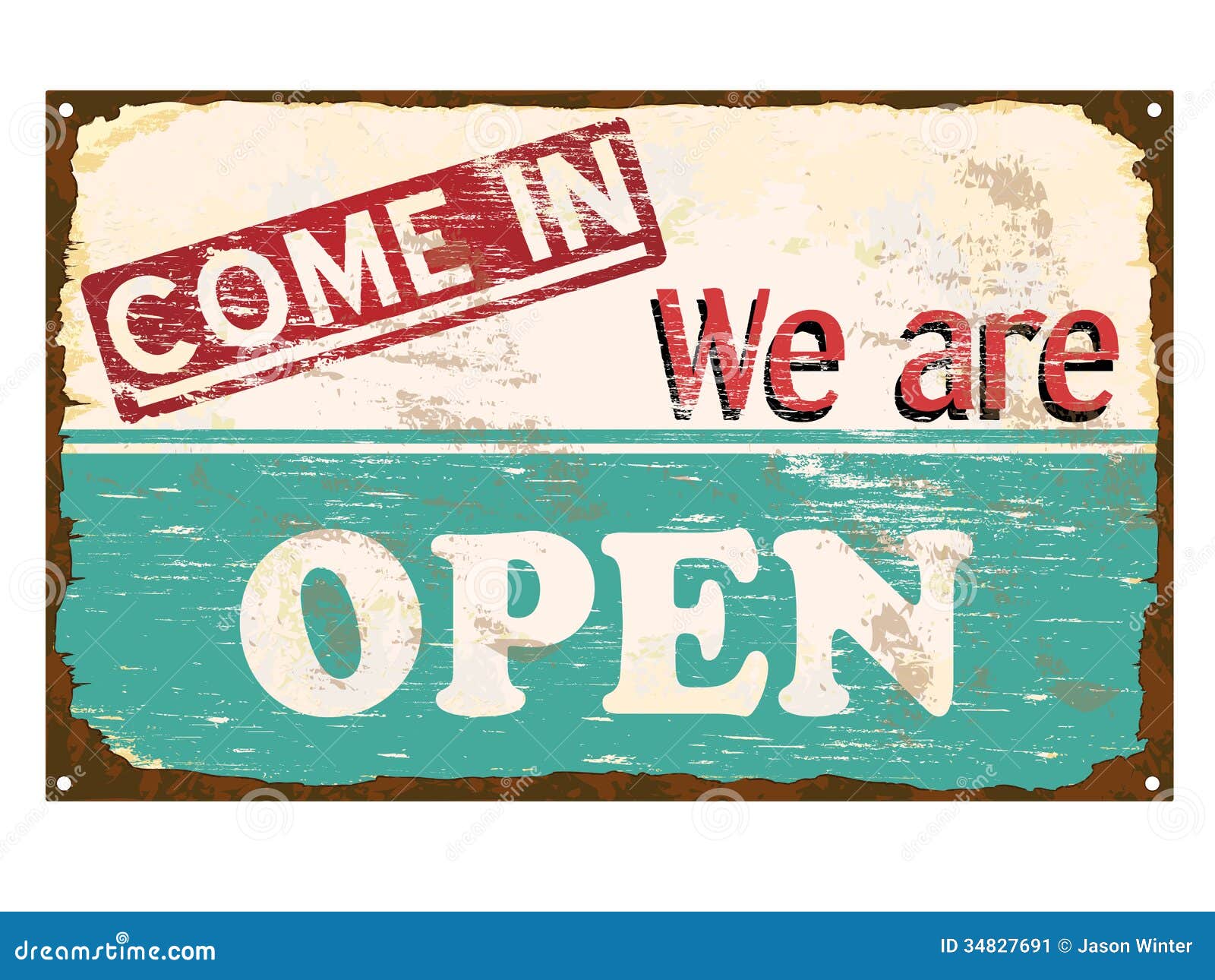 Shop Open Enamel Sign stock vector. Illustration of sign - 34827691