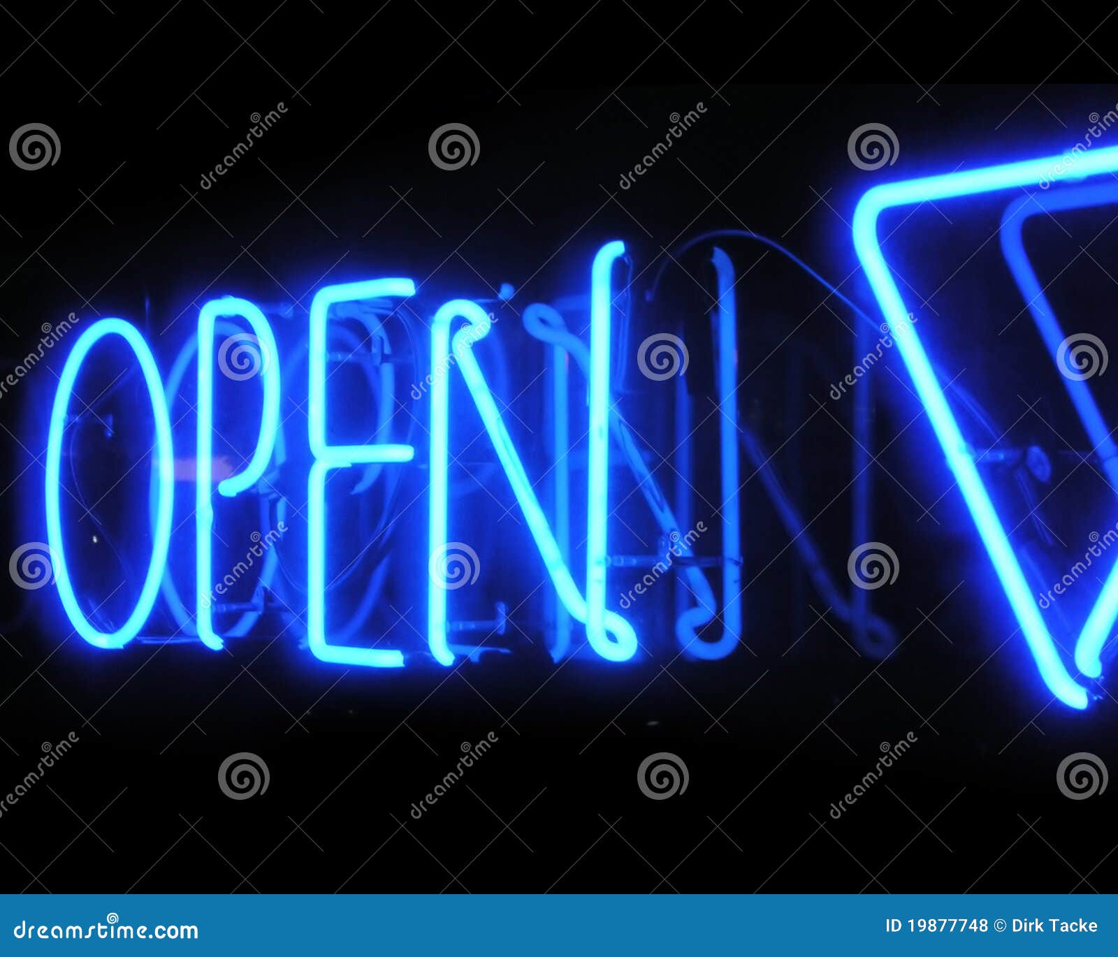 Shop Open Neon Sign at Night Stock Photo - Image of business, success ...
