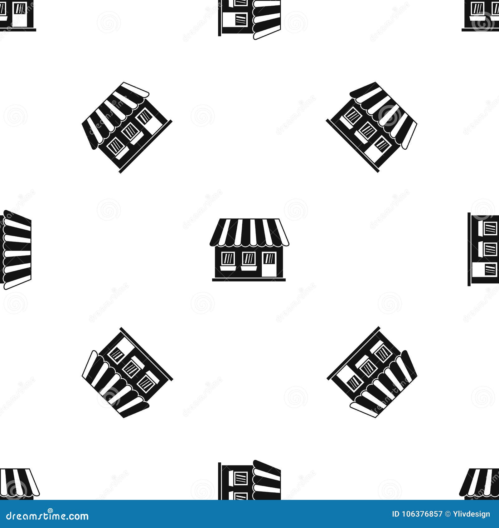Shop Pattern Seamless Black Stock Vector - Illustration of building ...