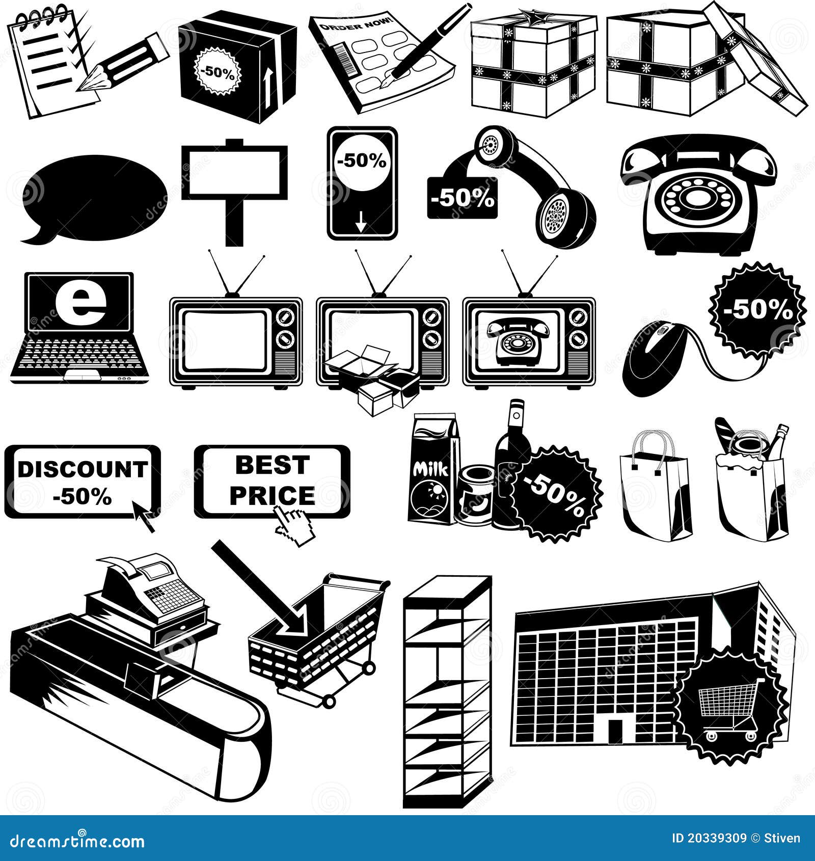 Shop pictogram icons 2 stock vector. Illustration of commerce - 20339309