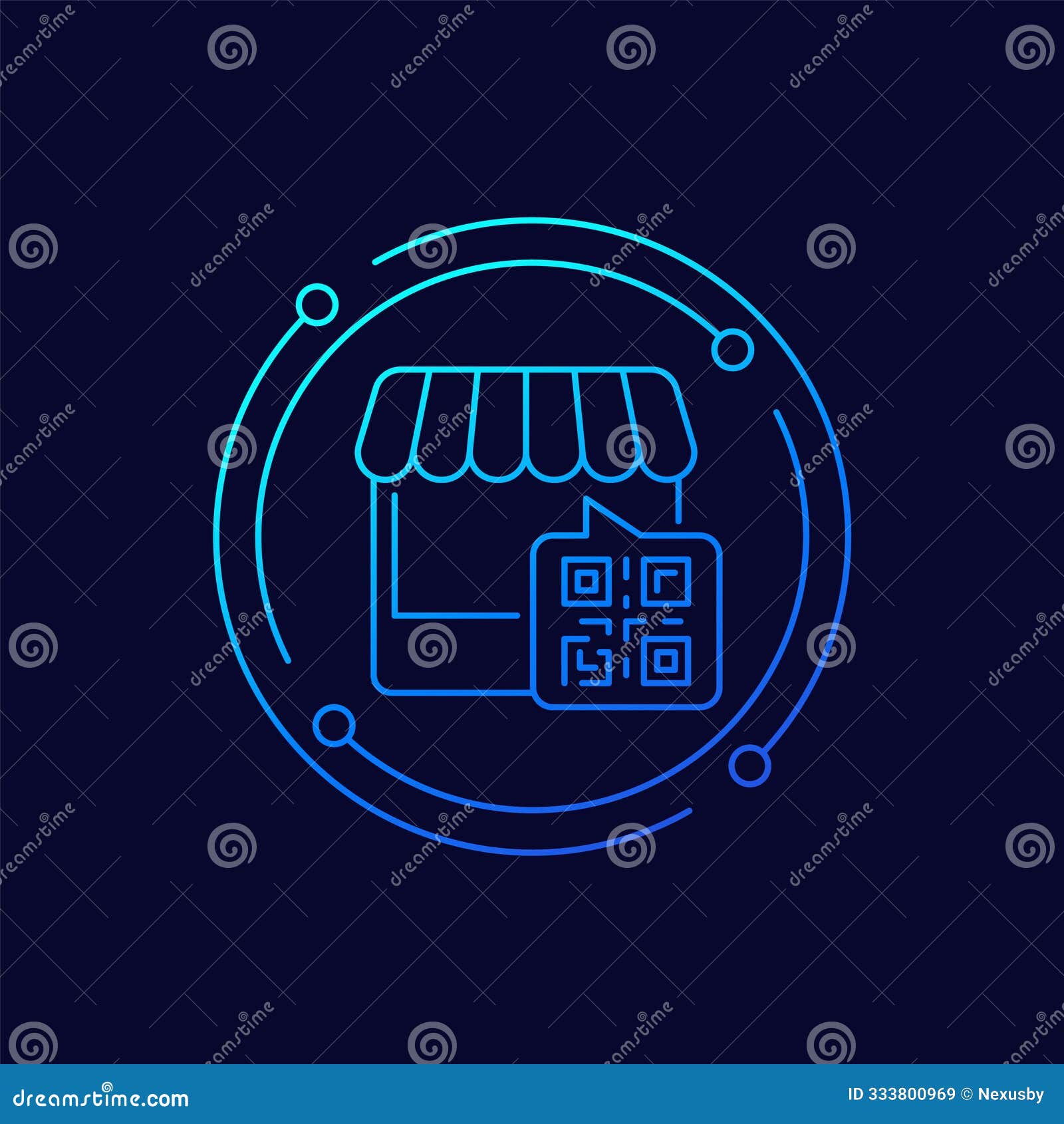 Shop with QR Code Icon, Linear Design Stock Illustration - Illustration ...