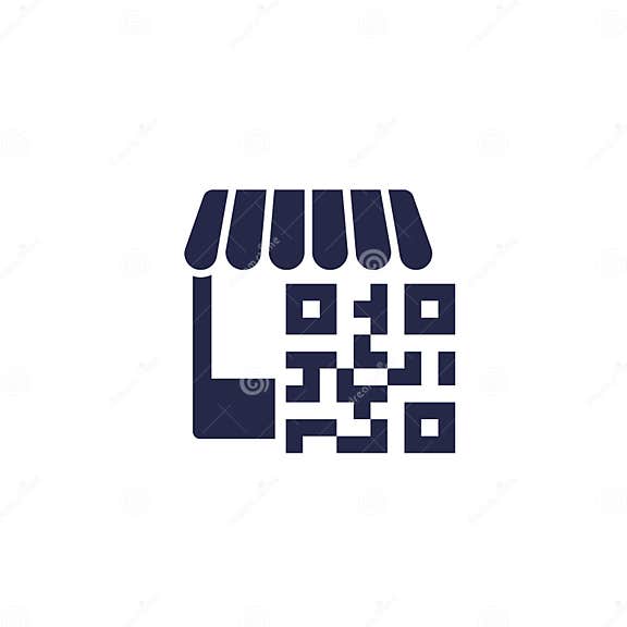 Shop with QR Code Icon on White Stock Illustration - Illustration of ...