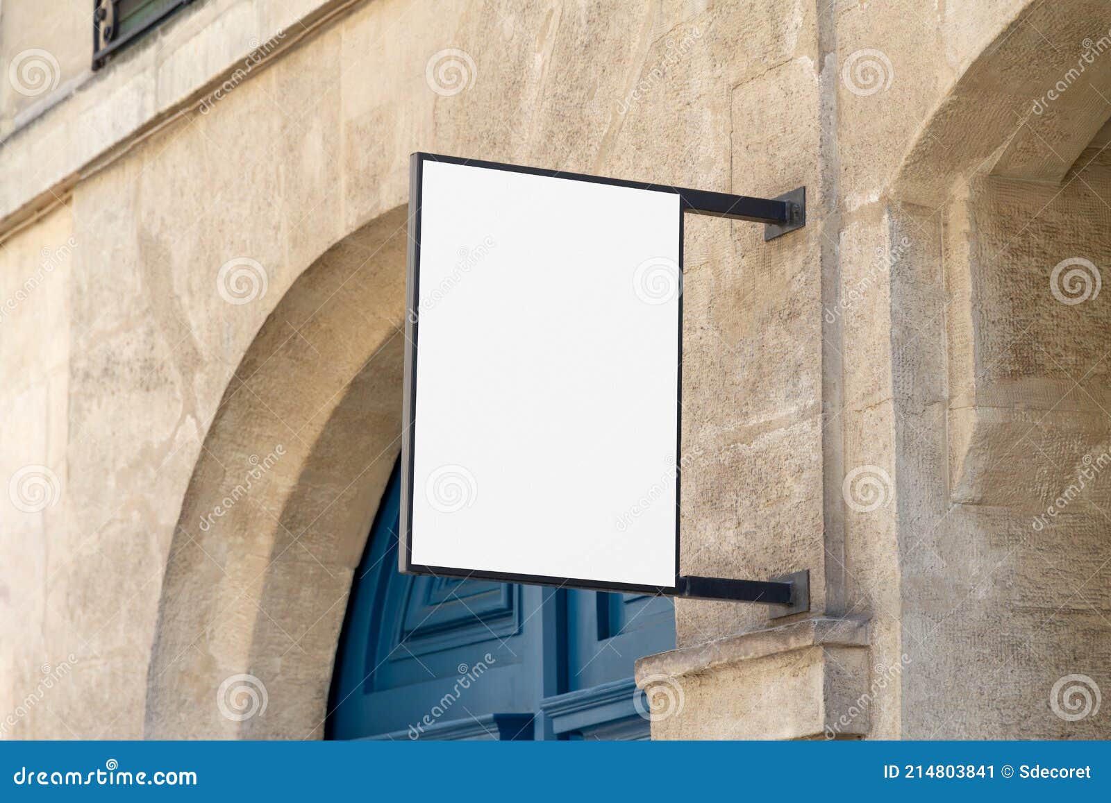 Shop Sign Mockup. Rectangular Storefront on a Wall in Street Template ...