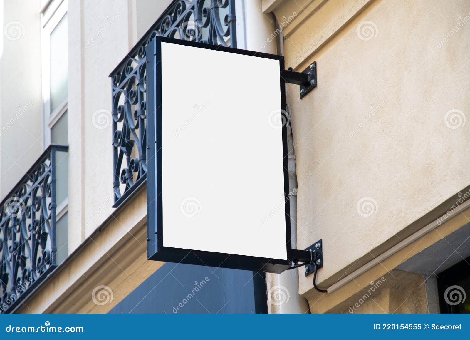 Shop Sign Mockup. Rectangular Storefront on a Wall in Street Template ...