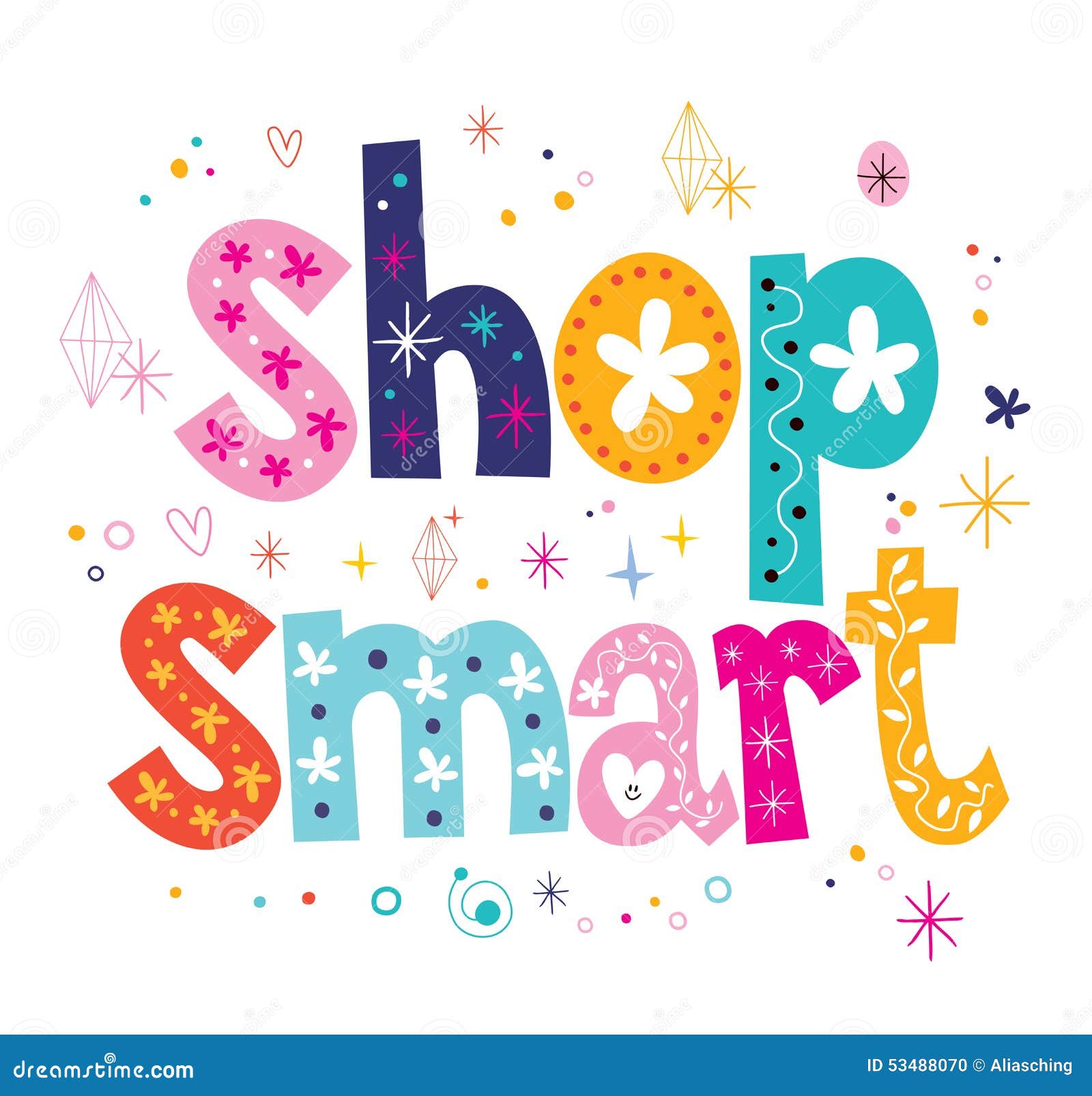 Shop smart stock vector. Illustration of holidays, lettering - 53488070