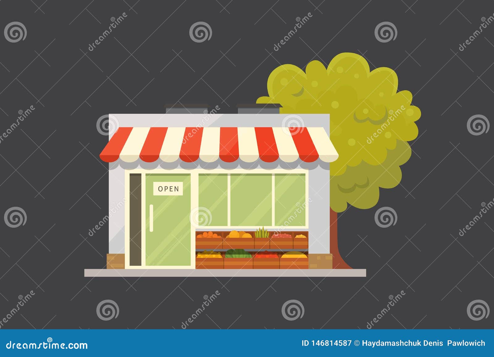Shop Store Building Front View Vector Illustration Stock Vector ...