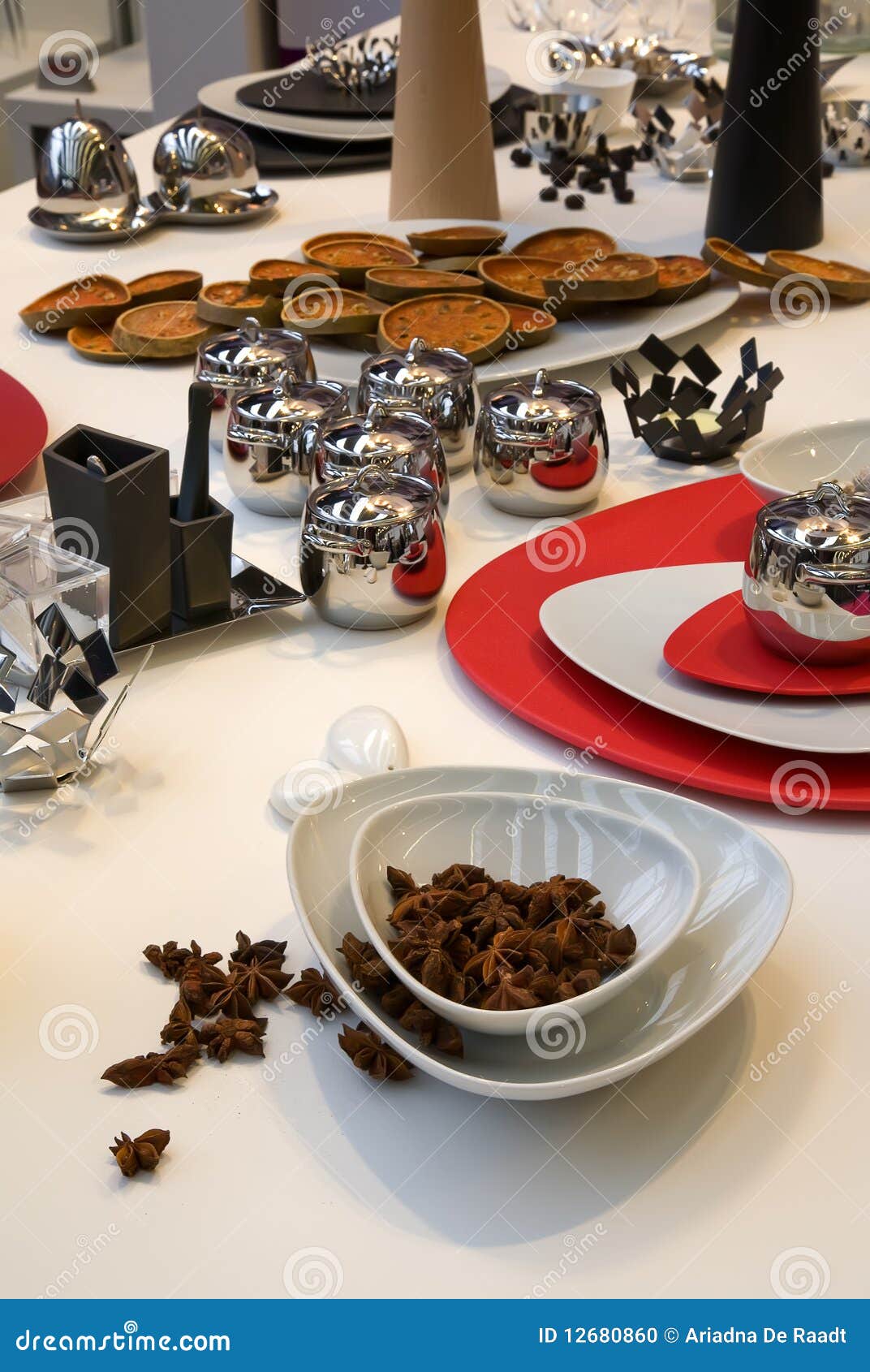 Shop table stock photo. Image of dishware, dining, arrangement - 12680860