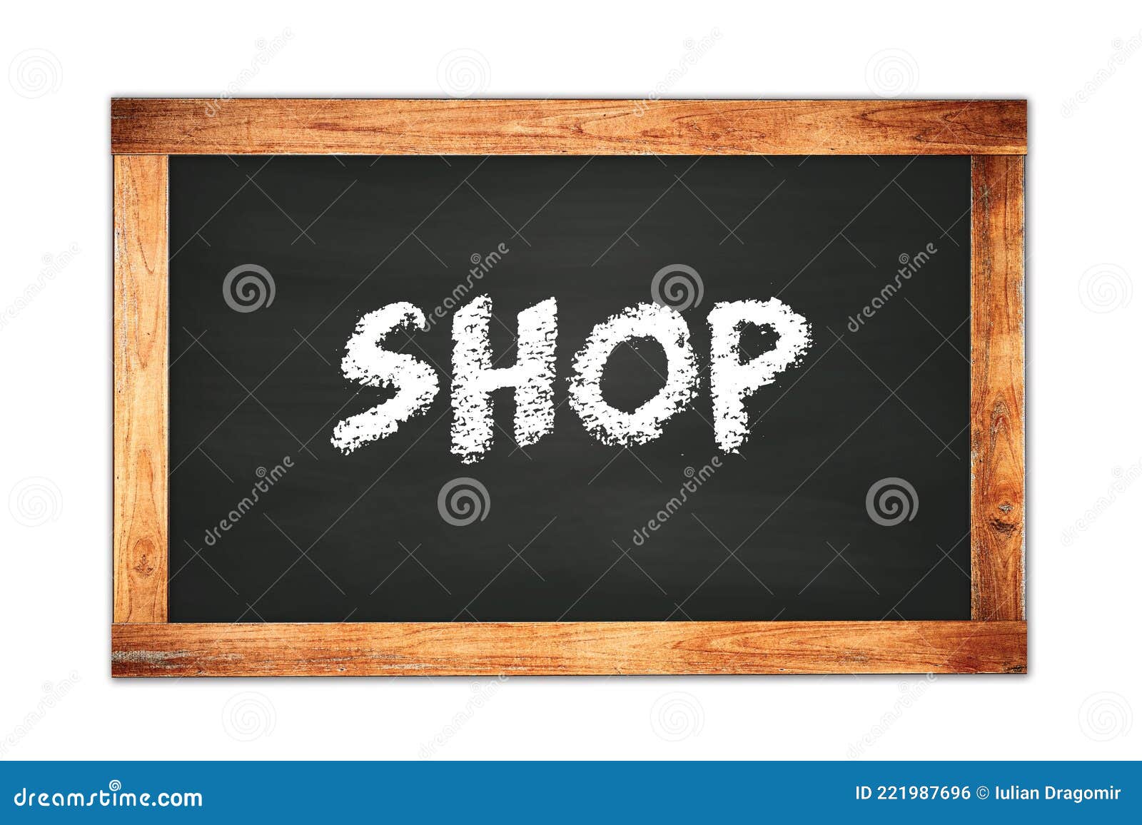 SHOP Text Written on Wooden Frame School Blackboard Stock Illustration ...