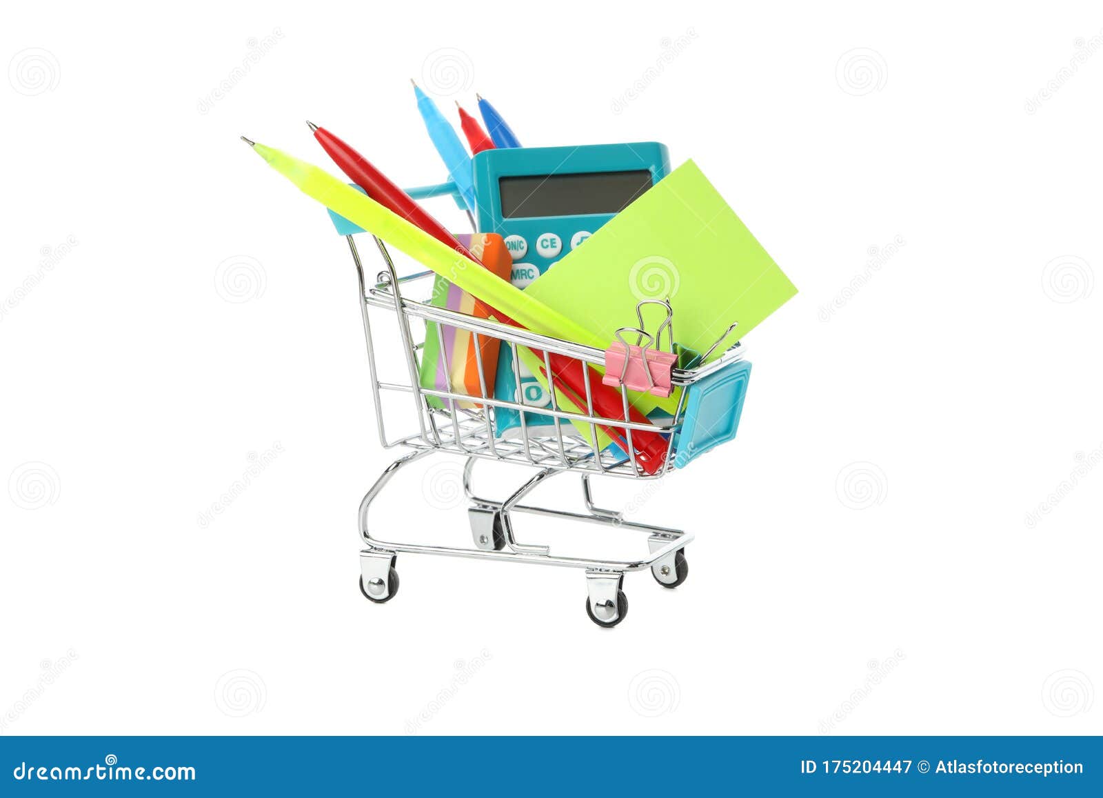Shop Trolley with Stationery Isolated on Background Stock Image - Image ...