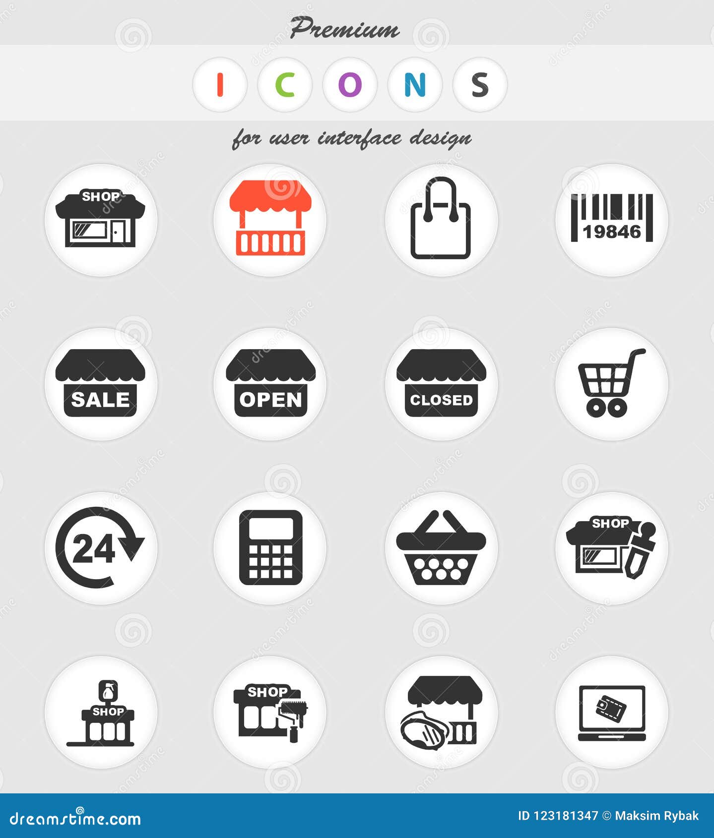 Shop icon set stock illustration. Illustration of calculator - 123181347