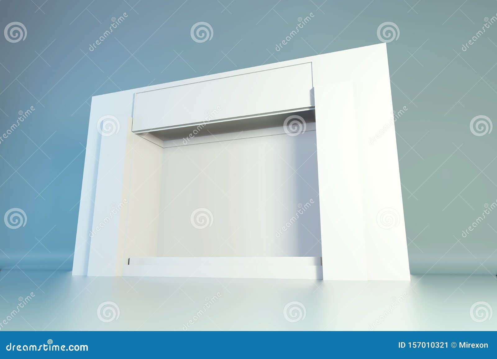 Shop Window Display, Empty Storefront, White Showcase. 3d Rendering ...