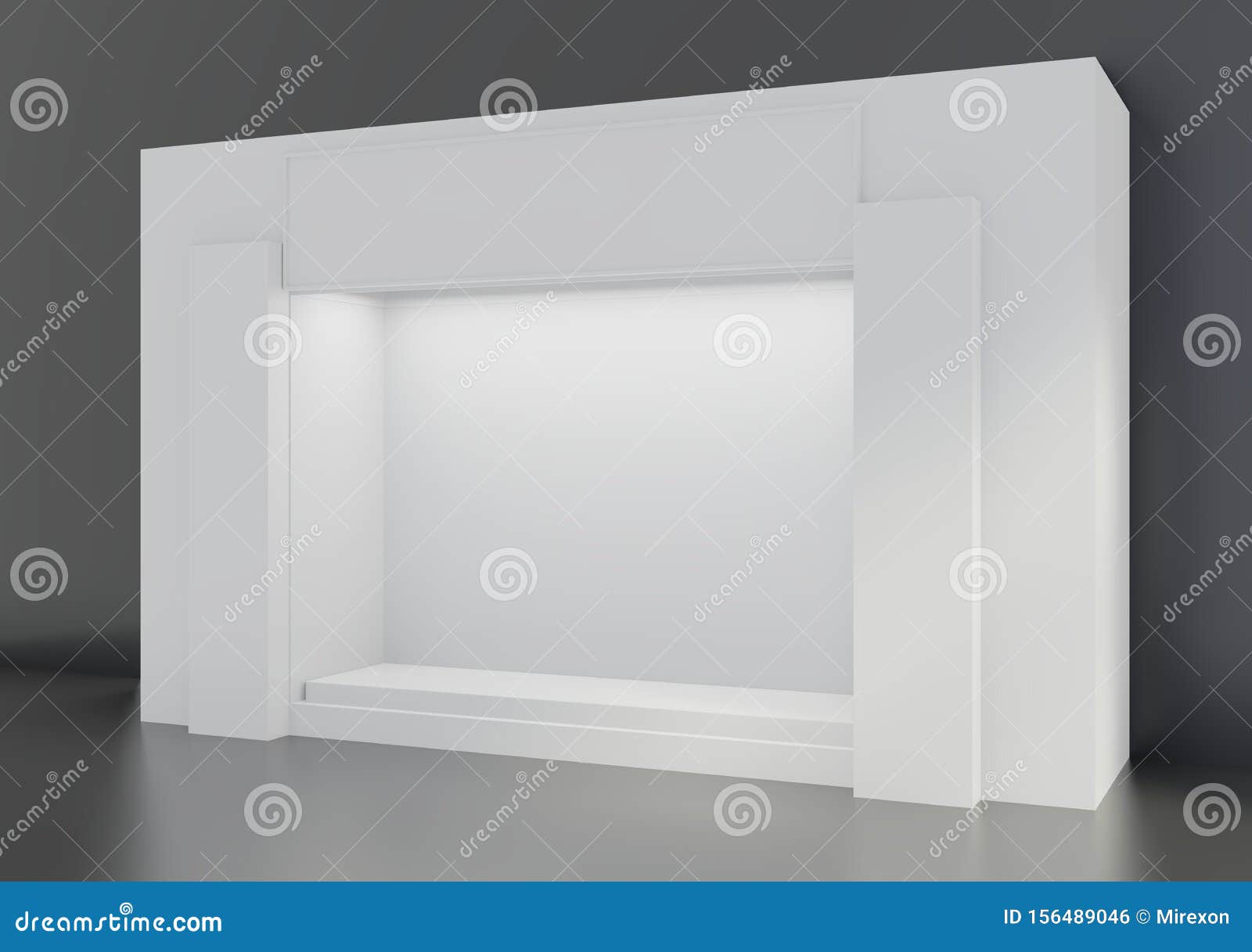 Shop Window Display, Empty Storefront, White Showcase. 3d Rendering ...