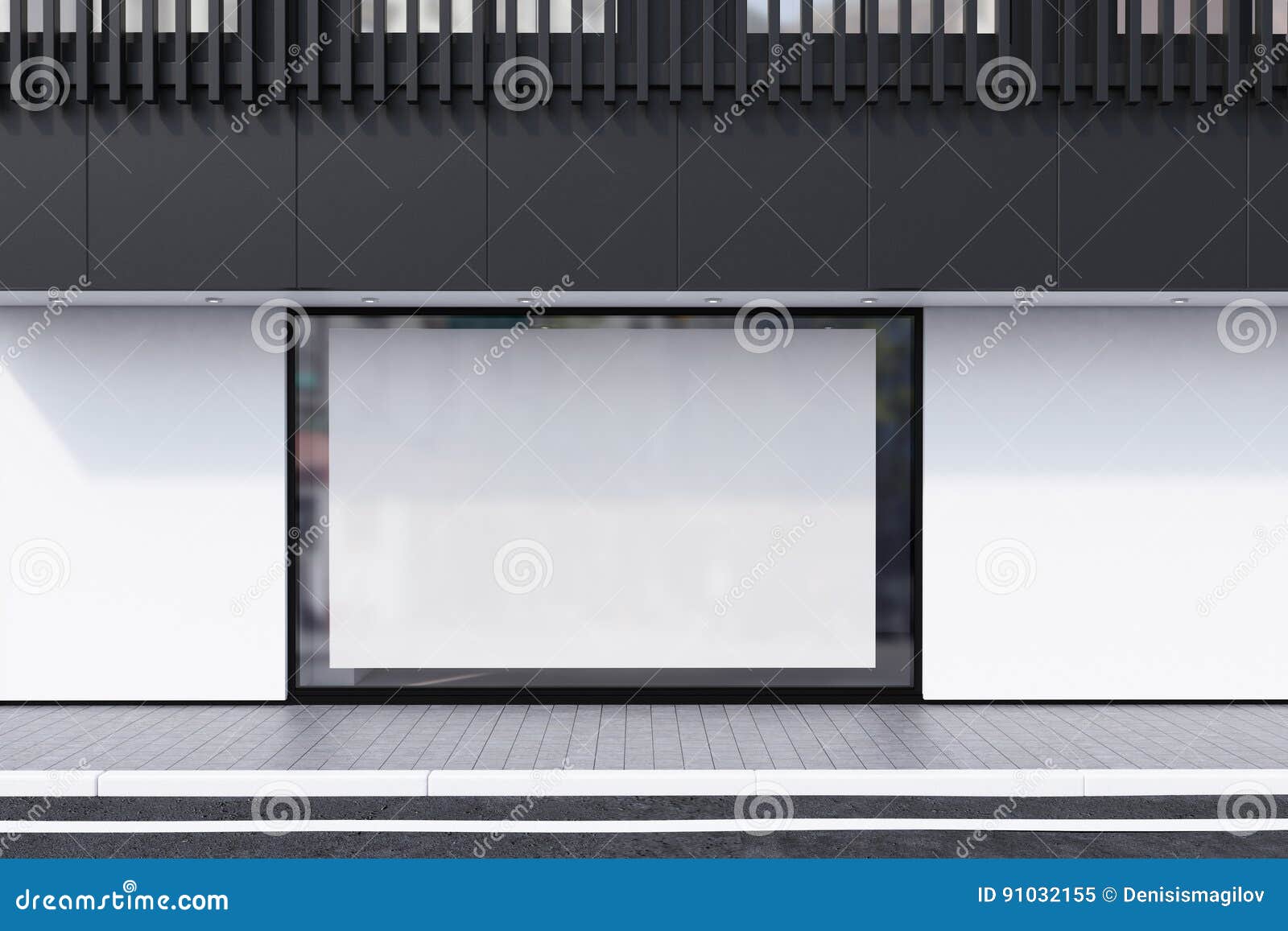 Shop Window, One Poster, Black Stock Illustration - Illustration of ...