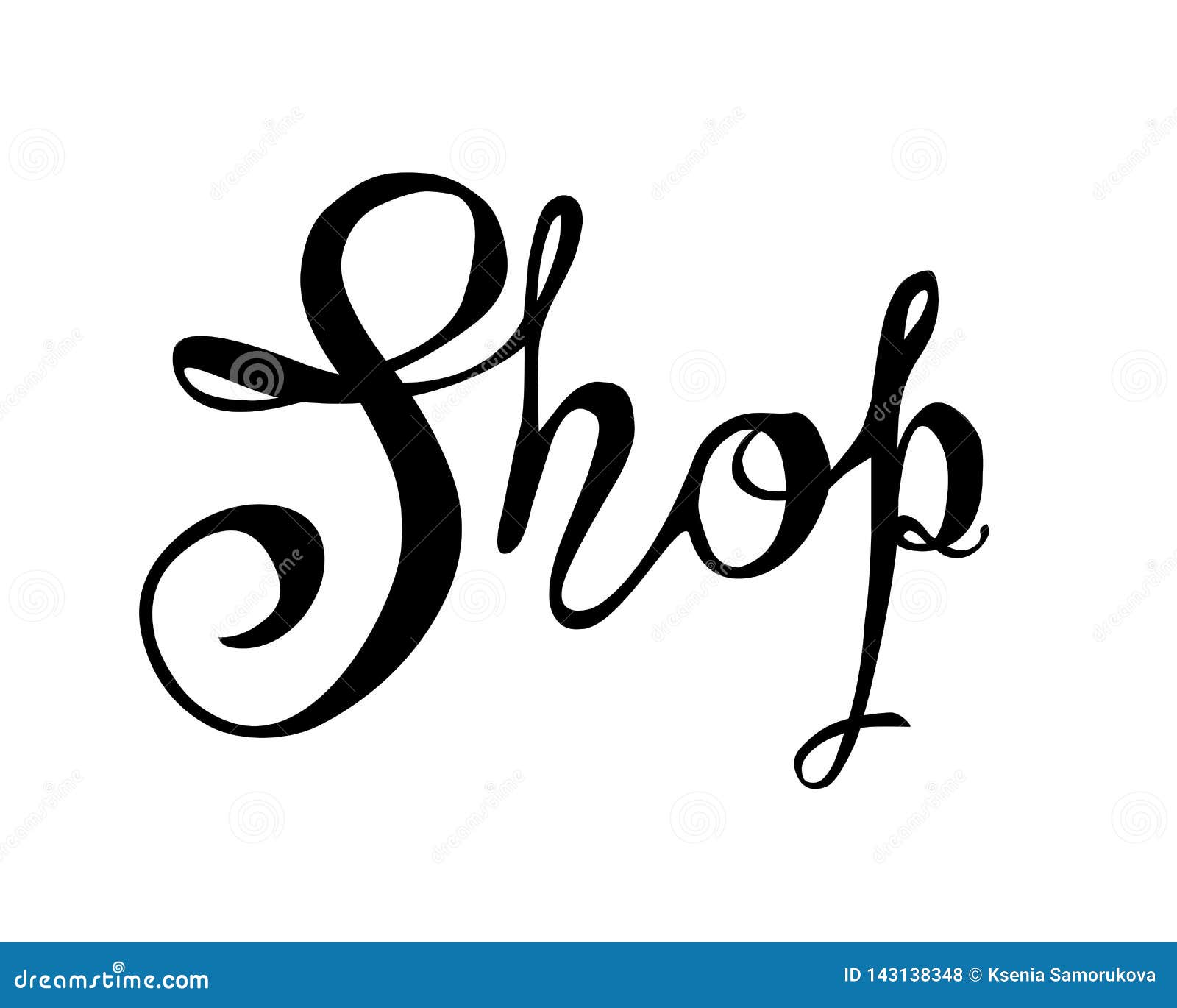 Shop. Word of Calligraphic Letters Stock Vector - Illustration of ...