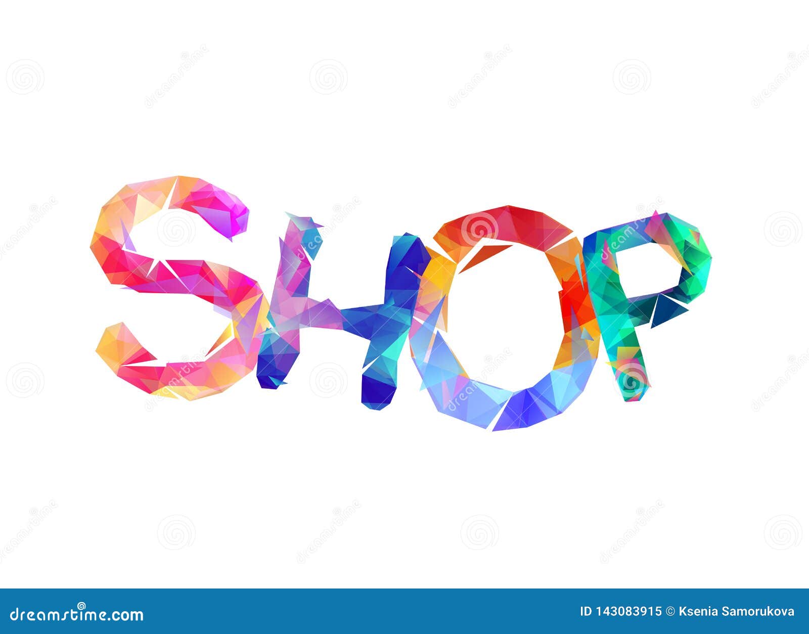 Shop. Word of Colorful Triangular Letters Stock Vector - Illustration ...