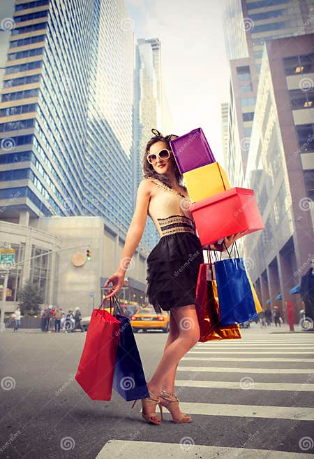 Shopaholic stock photo. Image of crosswalk, outdoor, market - 22570066