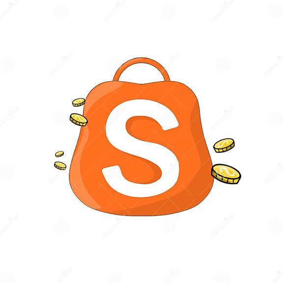 Shopee logo coin stock illustration. Illustration of cartoon - 290547150