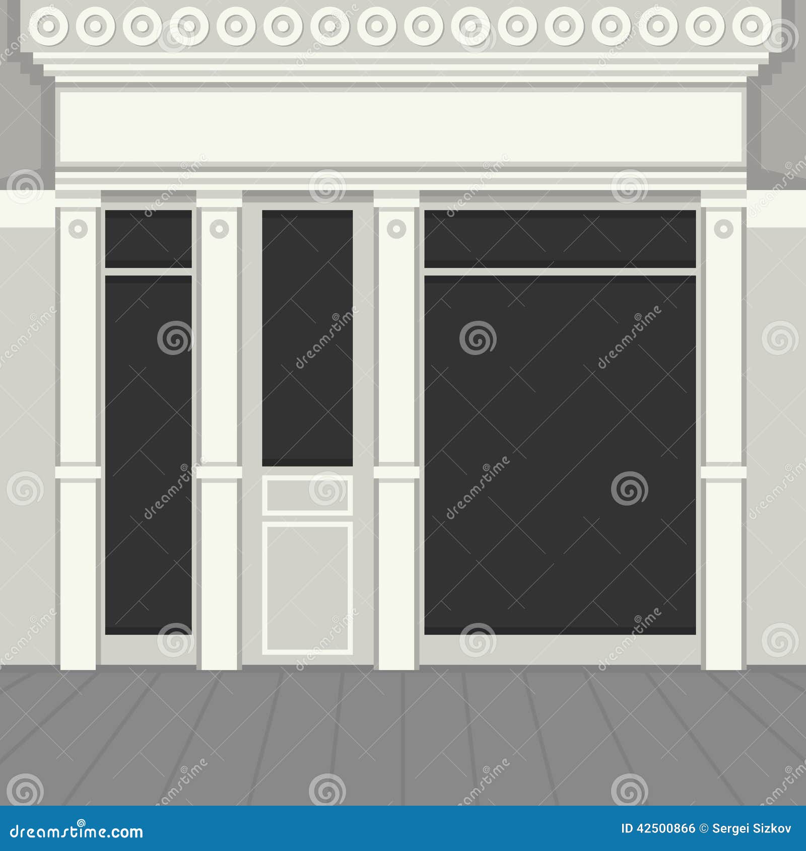 Shopfront With Black Windows. Light Store Facade. Vector ...