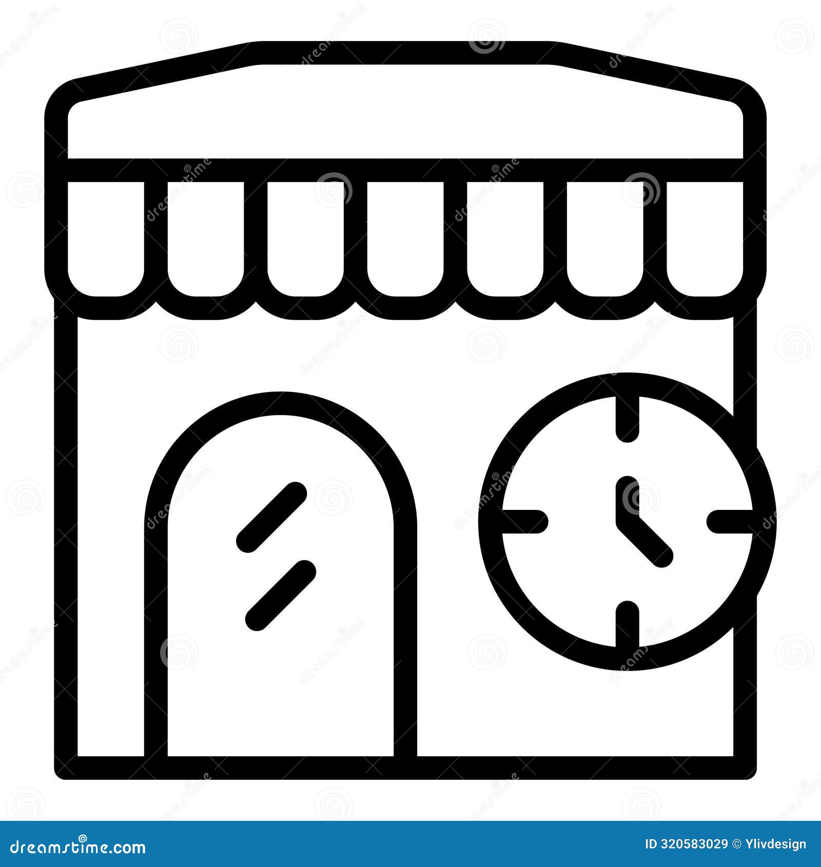 Shopfront Icon with Clock Illustration Stock Vector - Illustration of ...