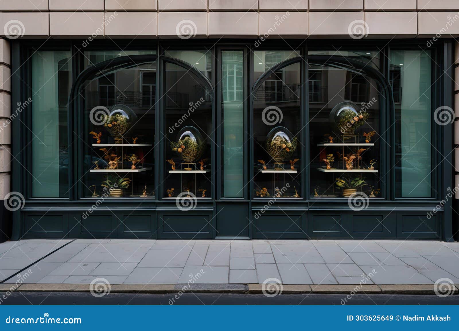 Shopfront with Large Windows. Showcase with Place for Name Stock ...