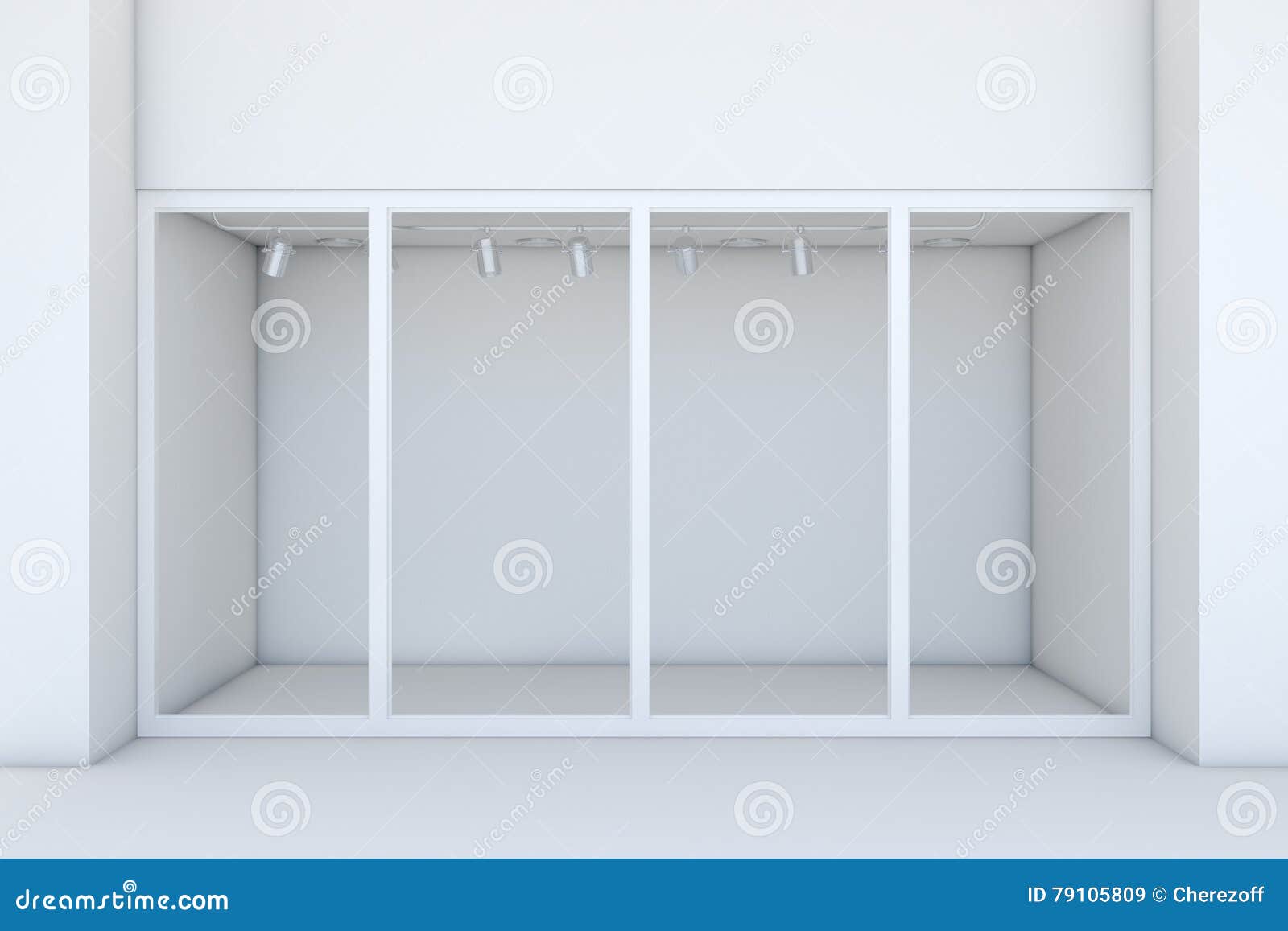 Shopfront with Large Windows. White Store Facade Stock Image - Image of ...