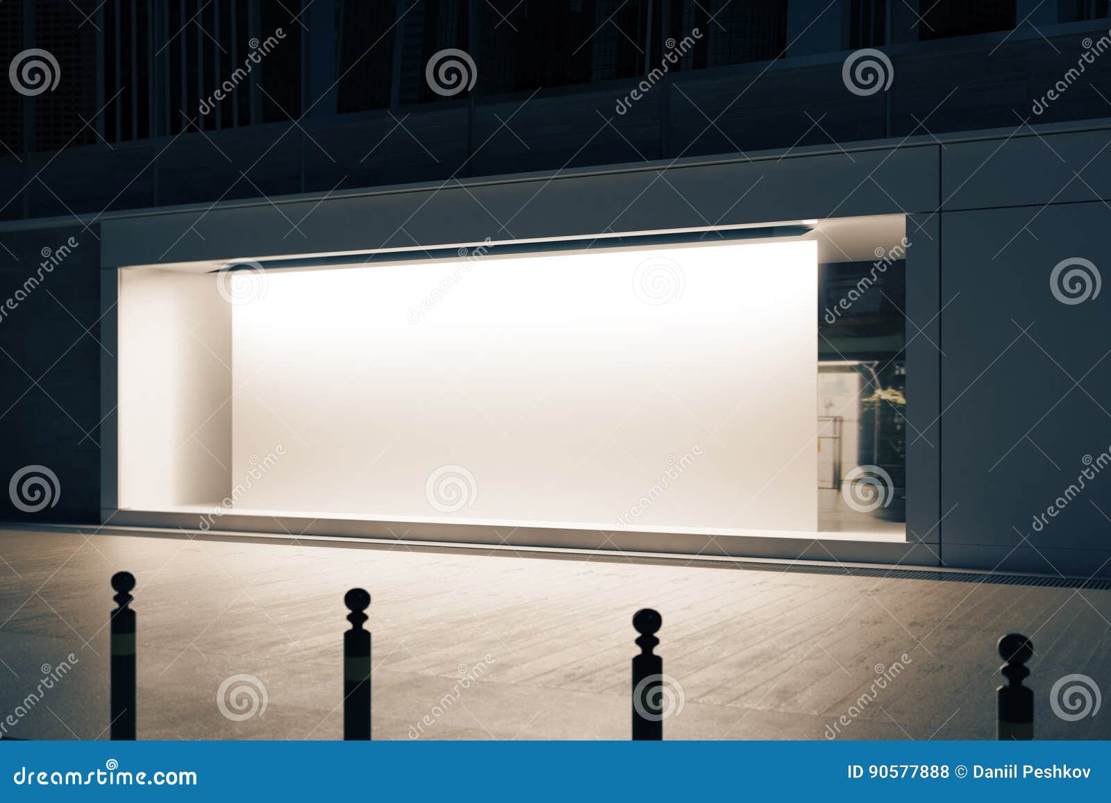 Shopfront with White Poster Side Stock Illustration - Illustration of ...