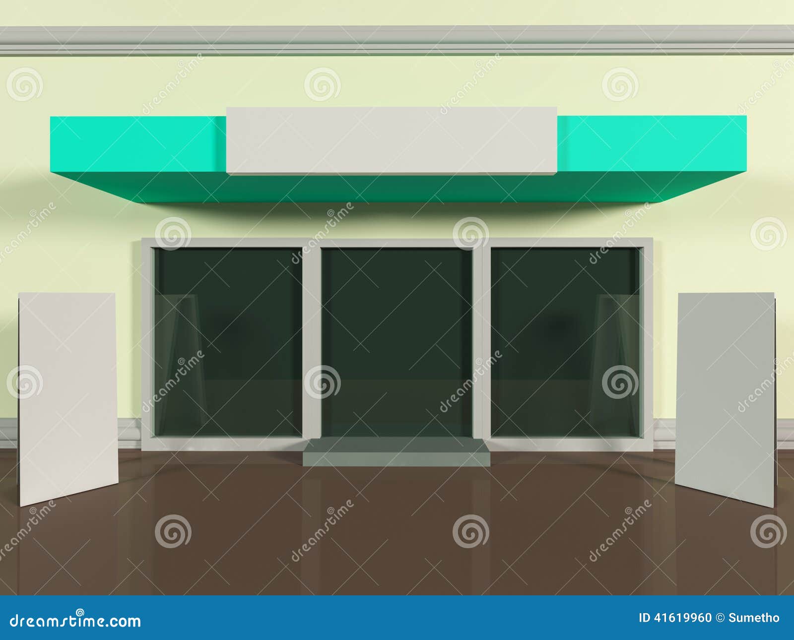 Shopfront with windows stock illustration. Illustration of mall - 41619960