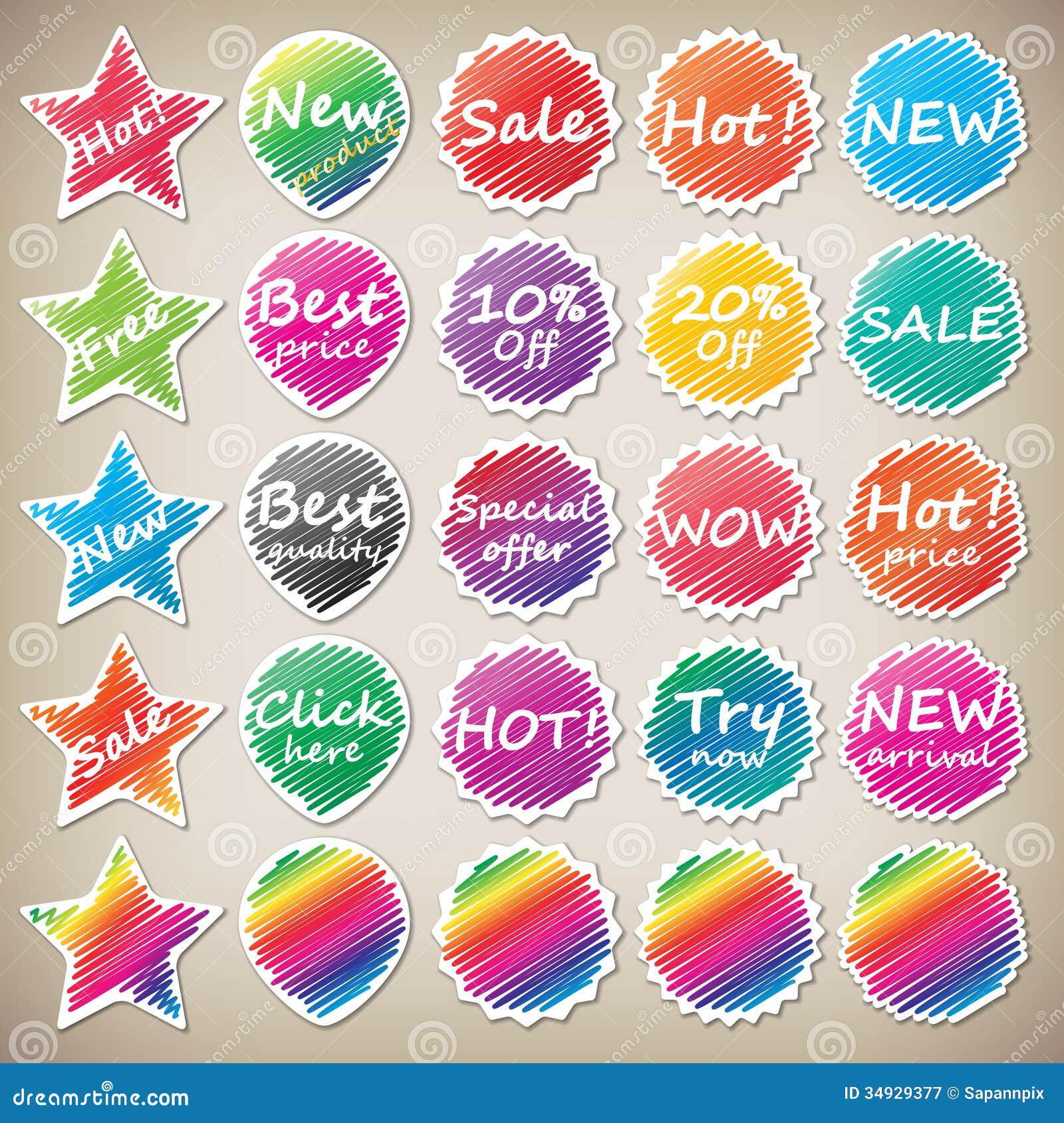 Shoping stickers stock vector. Illustration of clip, symbols - 34929377