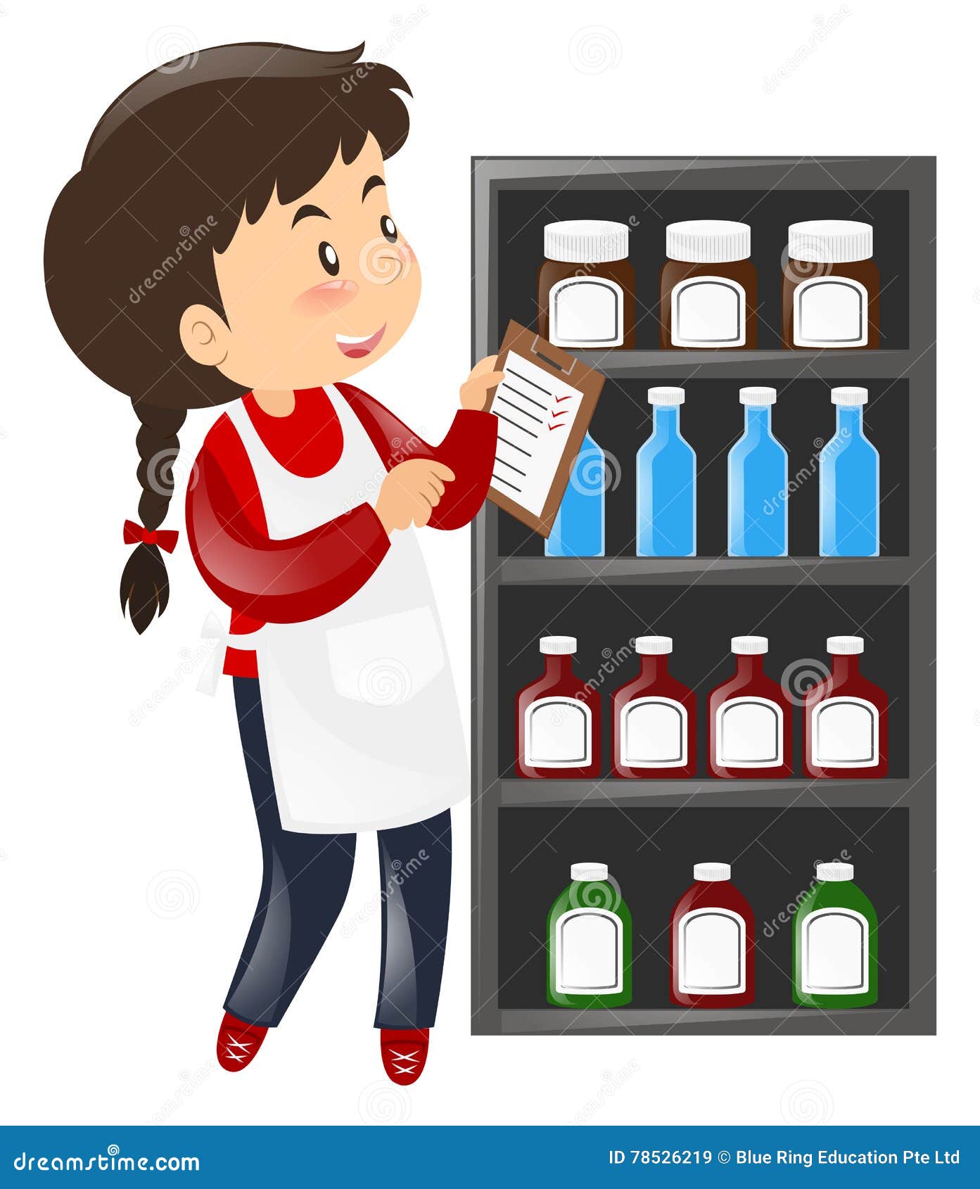 Shopkeeper Checking List of Stocks Stock Vector - Illustration of woman ...