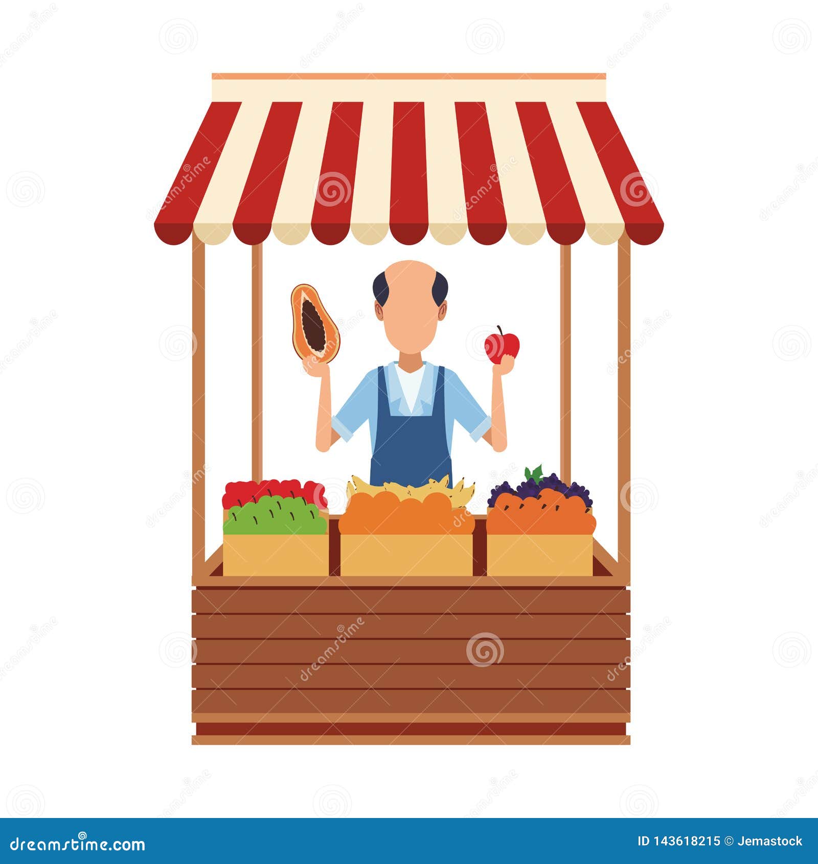 3D Design For Shopkeeper And Different Products Vector Illustration ...