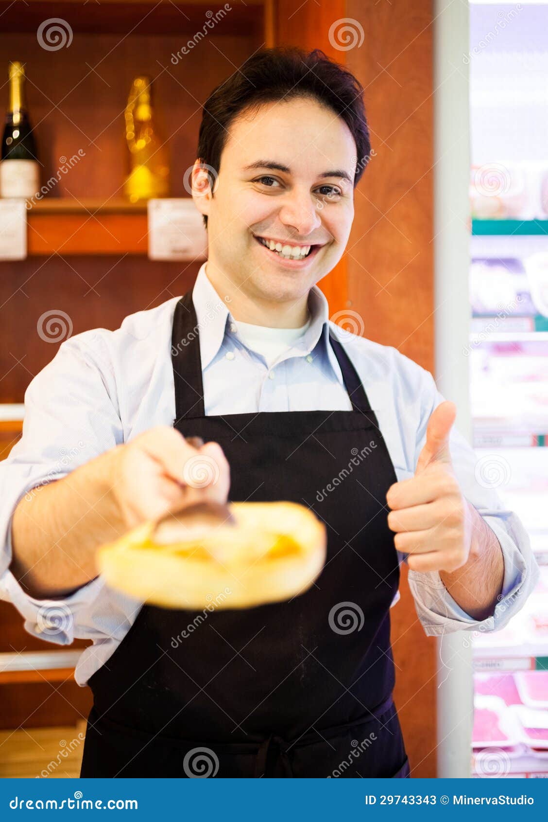 Shopkeeper Serving a Customer Stock Image - Image of italian, pizza ...
