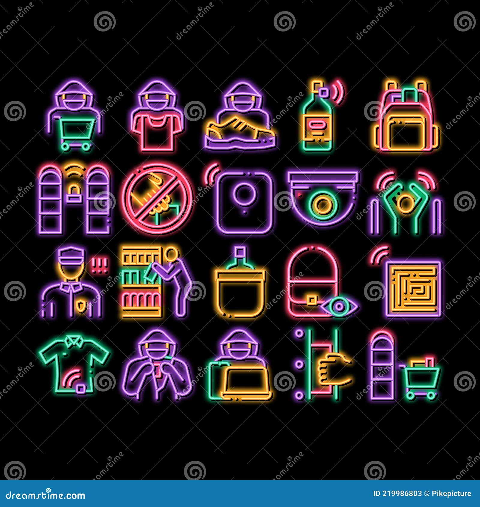 Shoplifting Neon Glow Icon Illustration Stock Vector Illustration Of