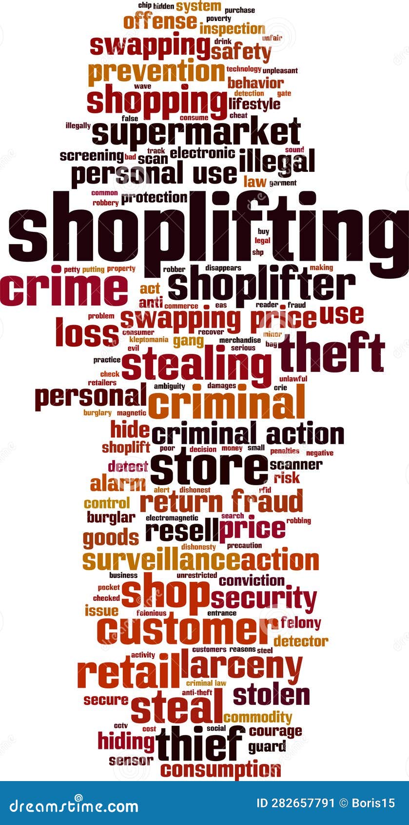 Shoplifting word cloud stock vector. Illustration of problem - 282657791