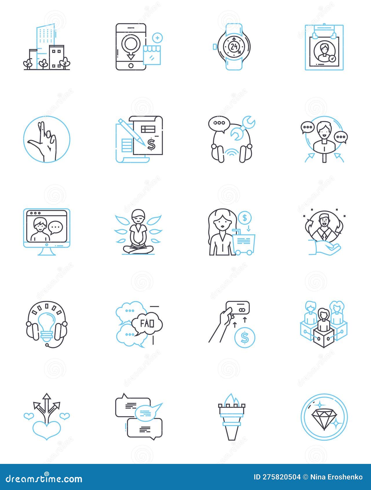 Shopper Affinity Linear Icons Set. Loyalty, Preference, Attachment ...