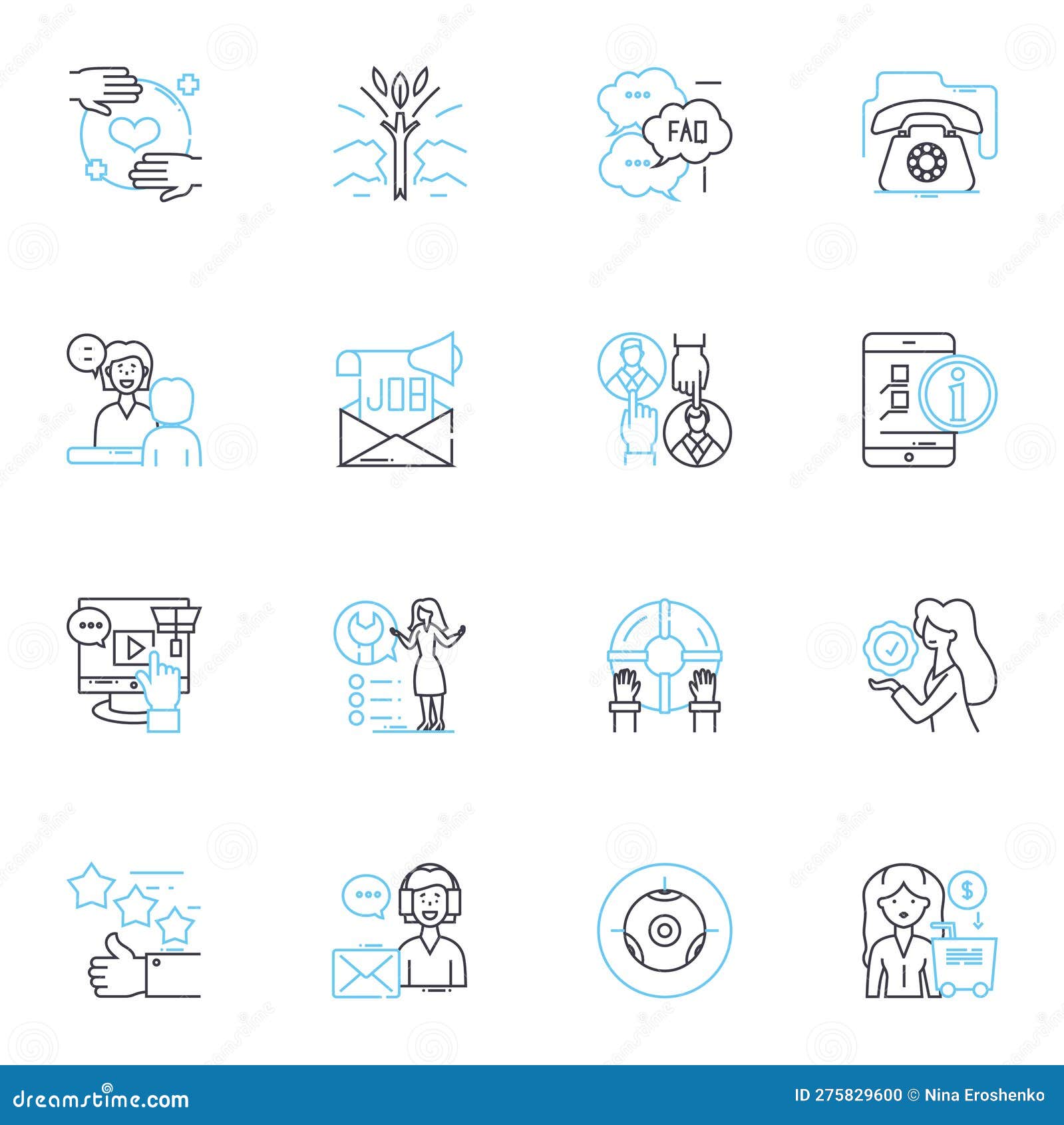 Shopper Affinity Linear Icons Set. Loyalty, Preference, Attachment ...
