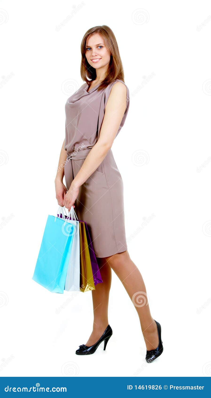 Shopper with bags stock photo. Image of attractive, consumerism - 14619826