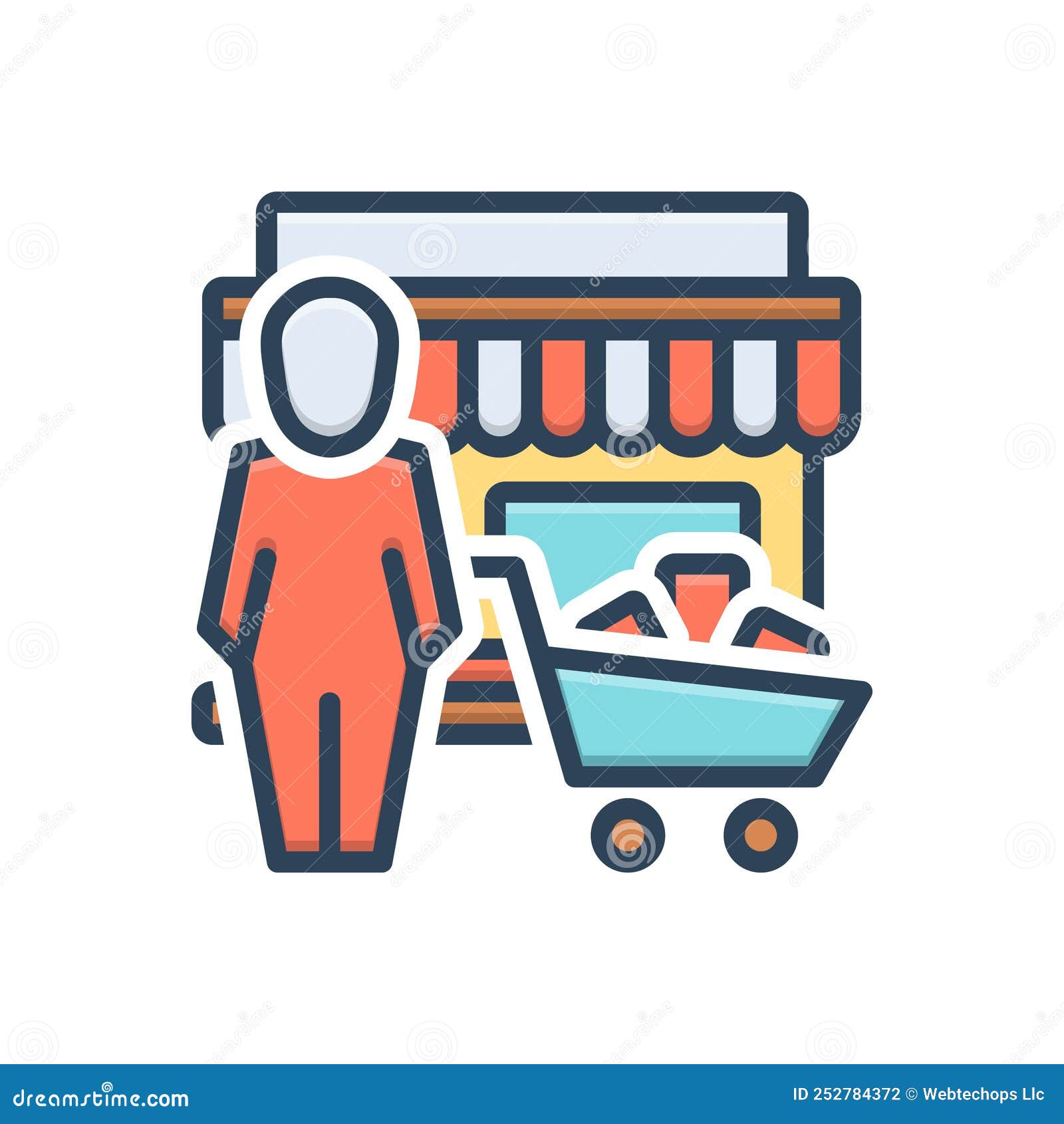 Color Illustration Icon for Shopper, Shopkeeper and Chandle Stock ...