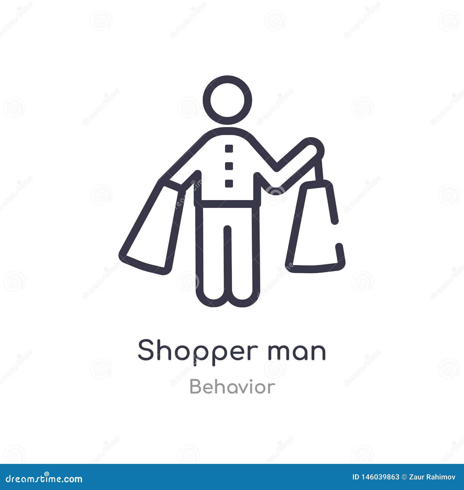 Shopper Man Outline Icon. Isolated Line Vector Illustration from ...