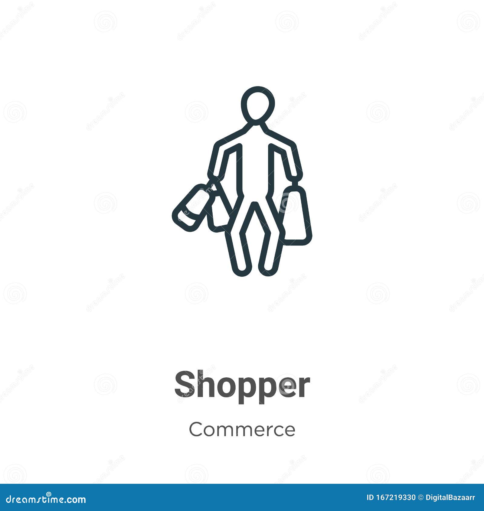 Shopper Outline Vector Icon. Thin Line Black Shopper Icon, Flat Vector ...