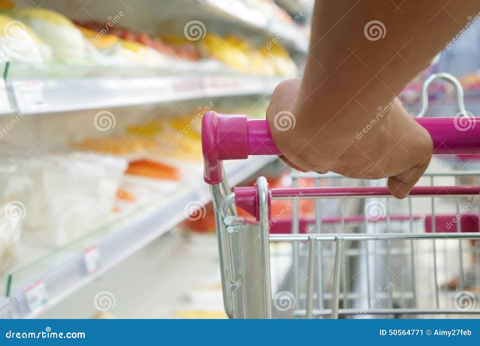 Shopper with Trolley at Supermarket Stock Image - Image of consumer ...