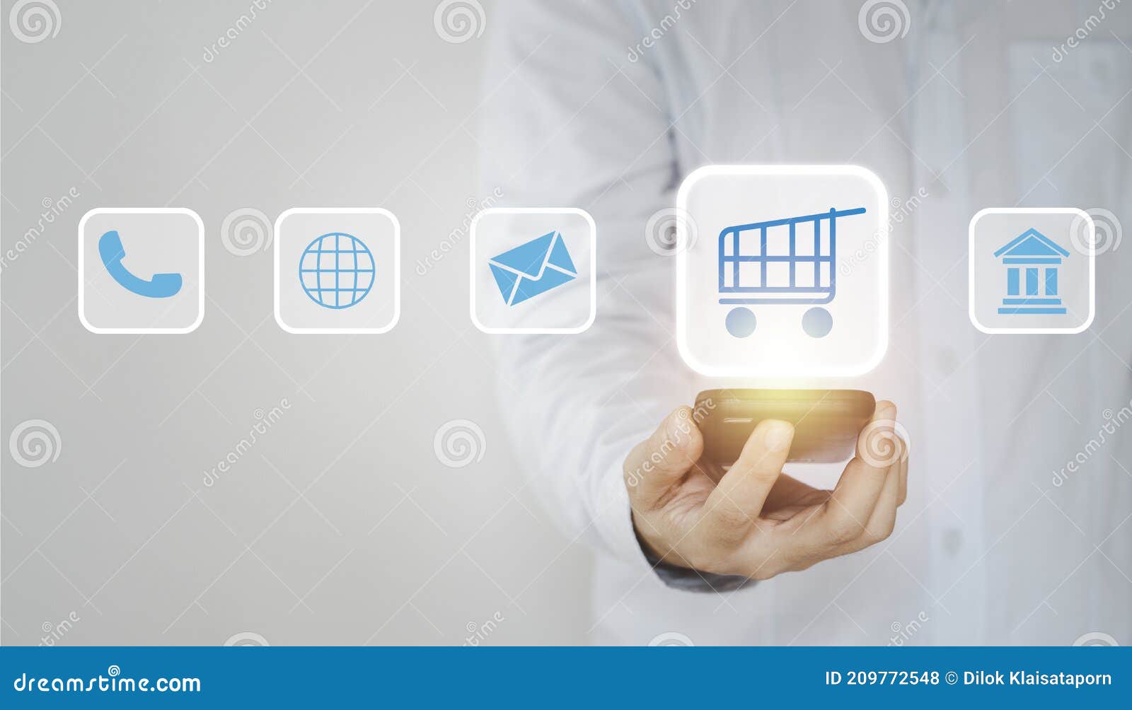 Shopper Using Smartphone To Input Order To Supplier , Online Shopping ...