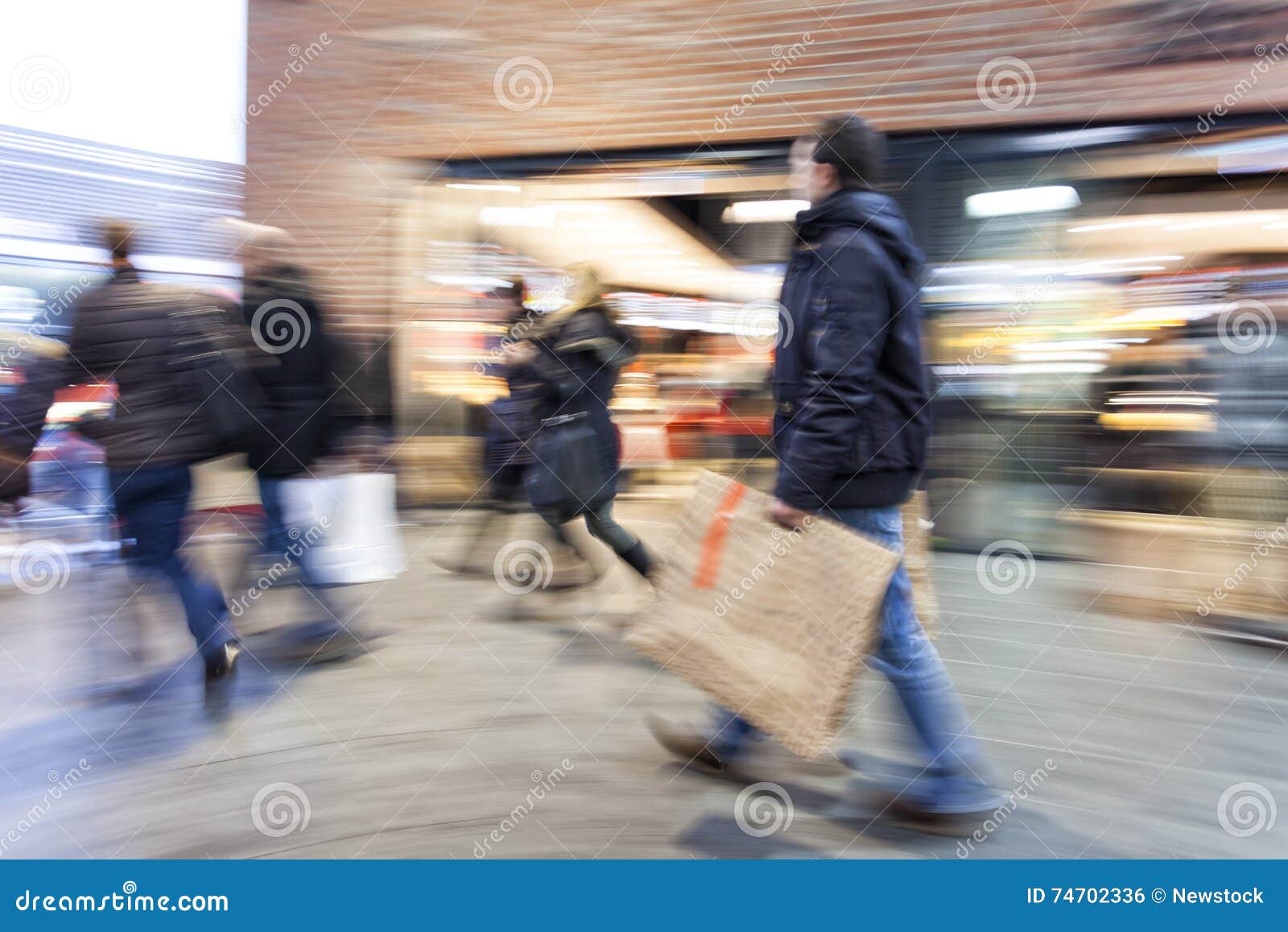 Shopper Rushing Through Corridor, Zoom Effect, Motion Blur, Cross Stock ...