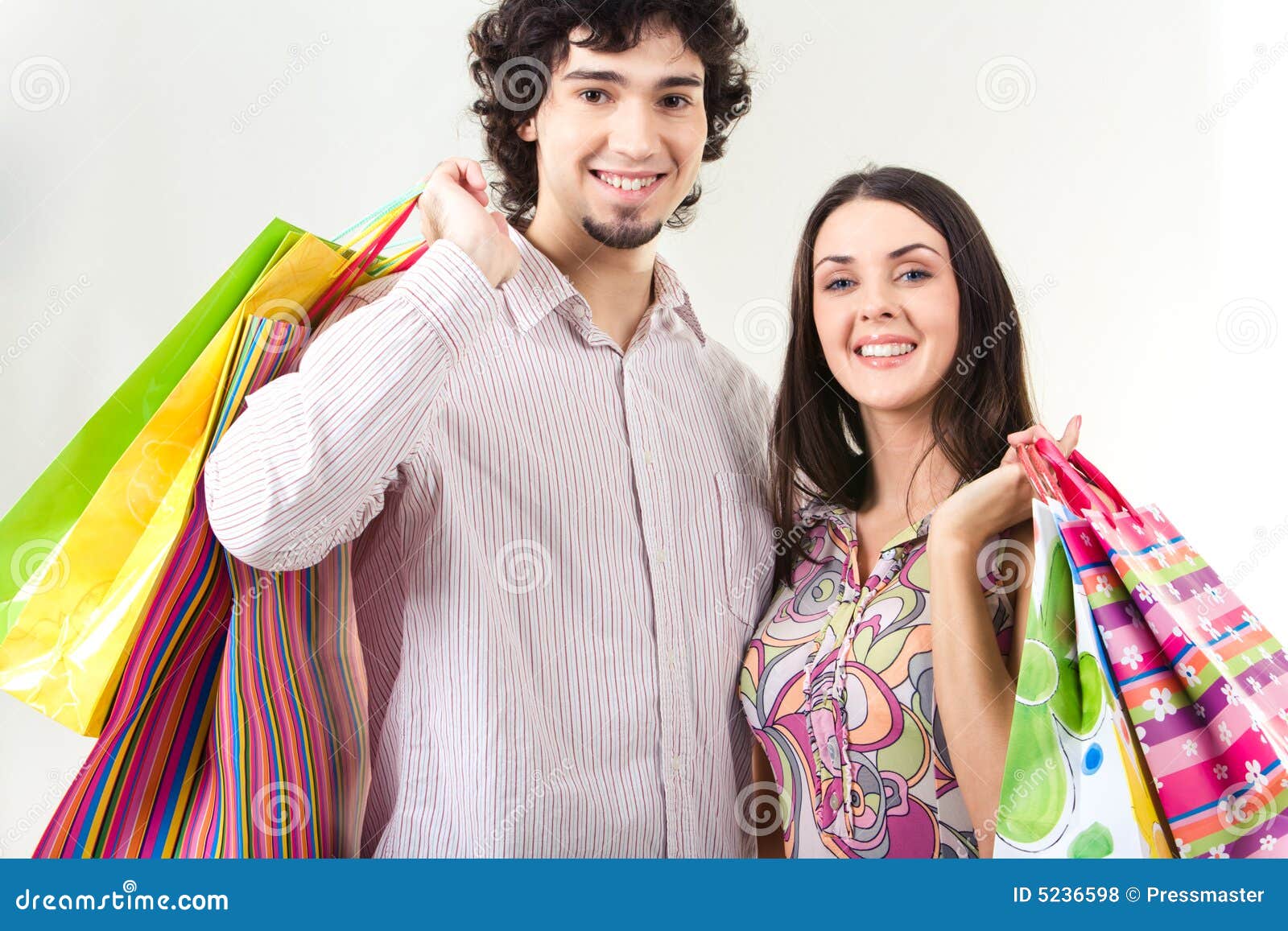 Shoppers stock photo. Image of glad, girl, happiness, male - 5236598