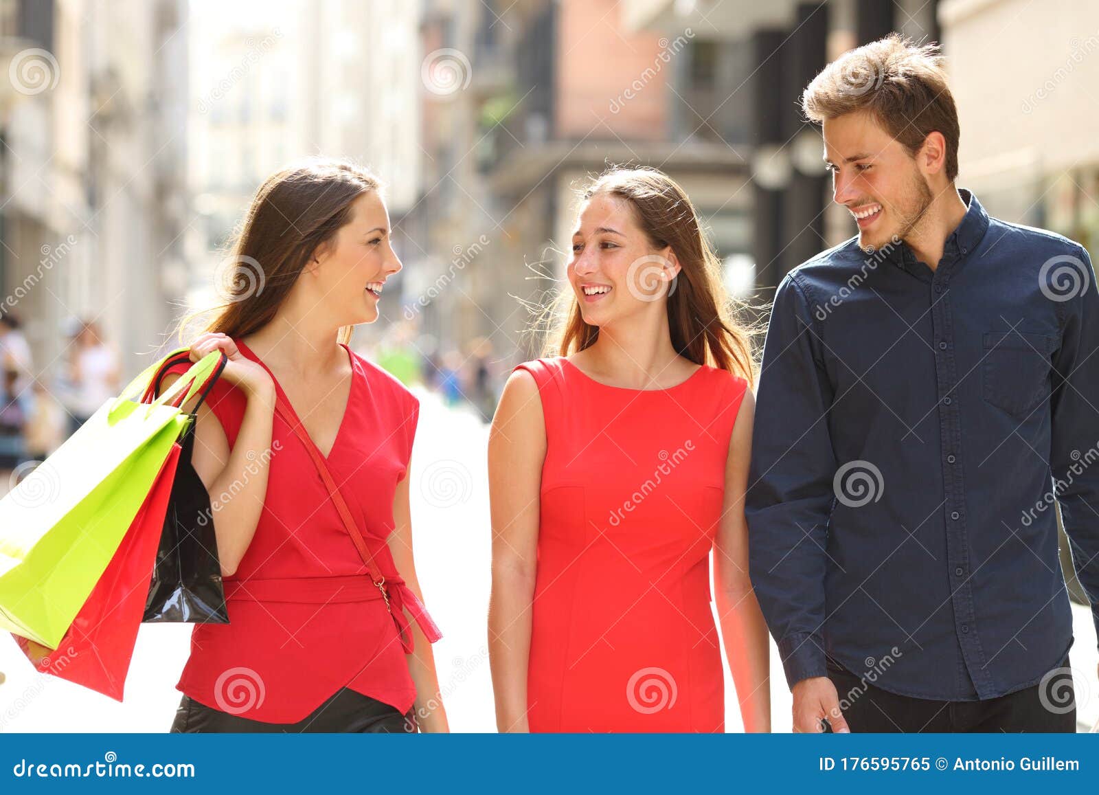 Shoppers Walking and Talking in the Street Stock Image - Image of girls ...