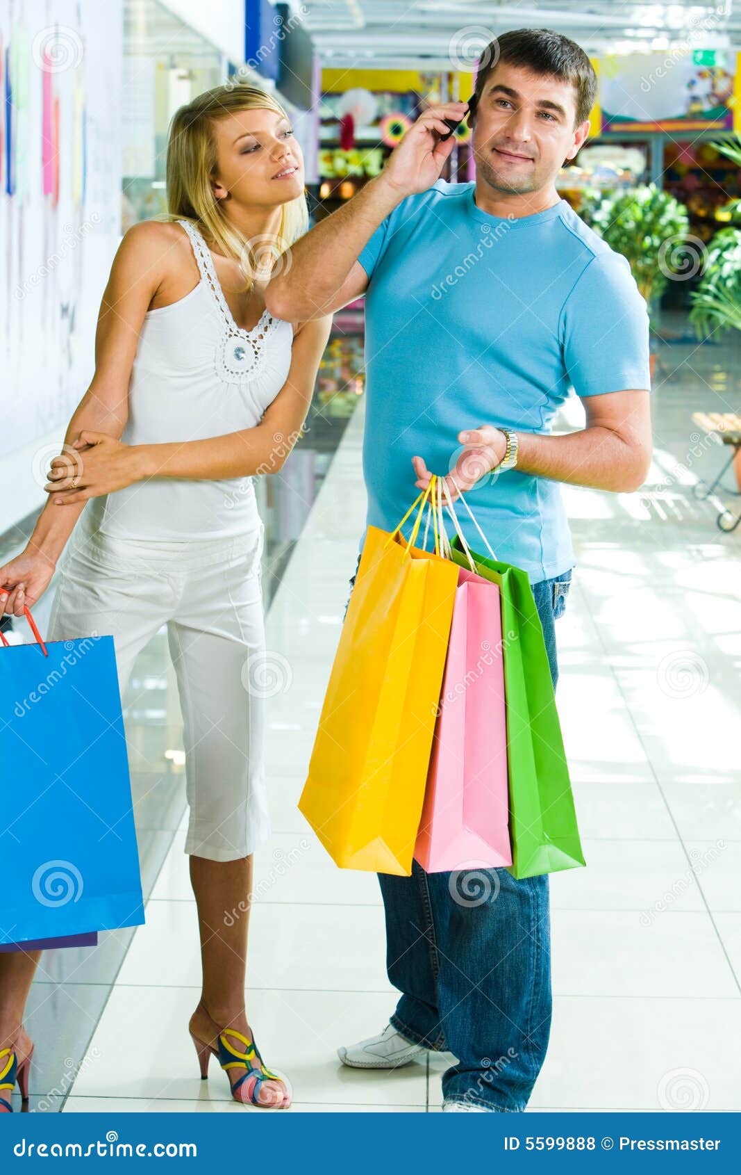 During shopping stock photo. Image of communication, mall - 5599888