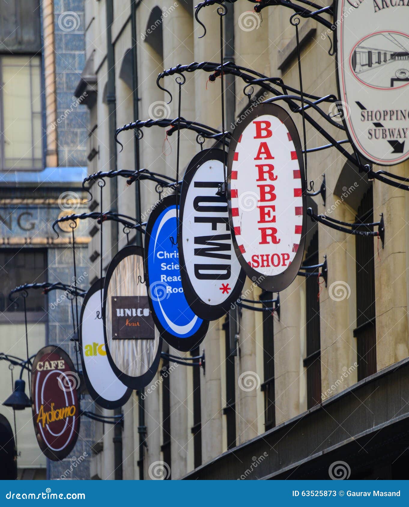 Shopping arcade editorial stock photo. Image of emblems - 63525873