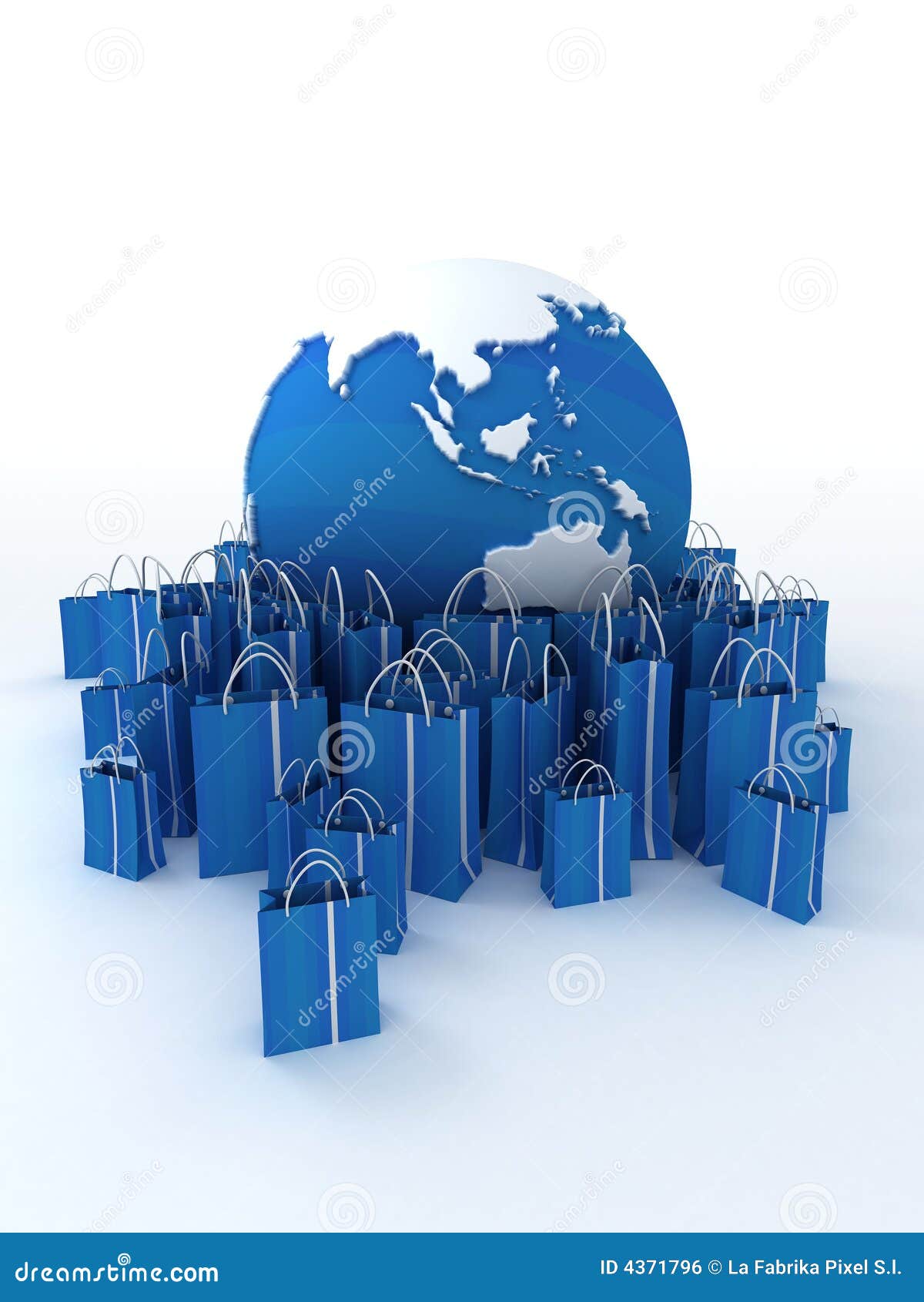 Shopping Around the World in Blue Stock Illustration - Illustration of ...