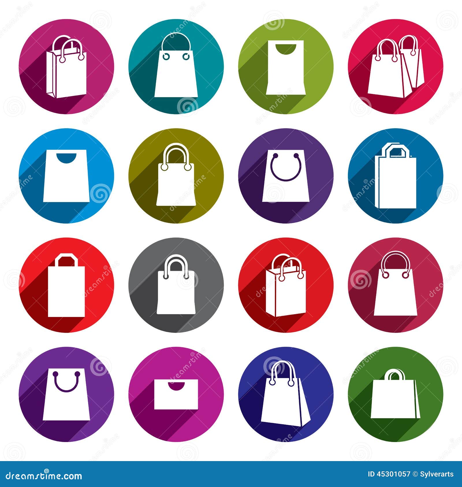 Shopping Back Icons Isolated On White Background Vector Set, Shopping ...