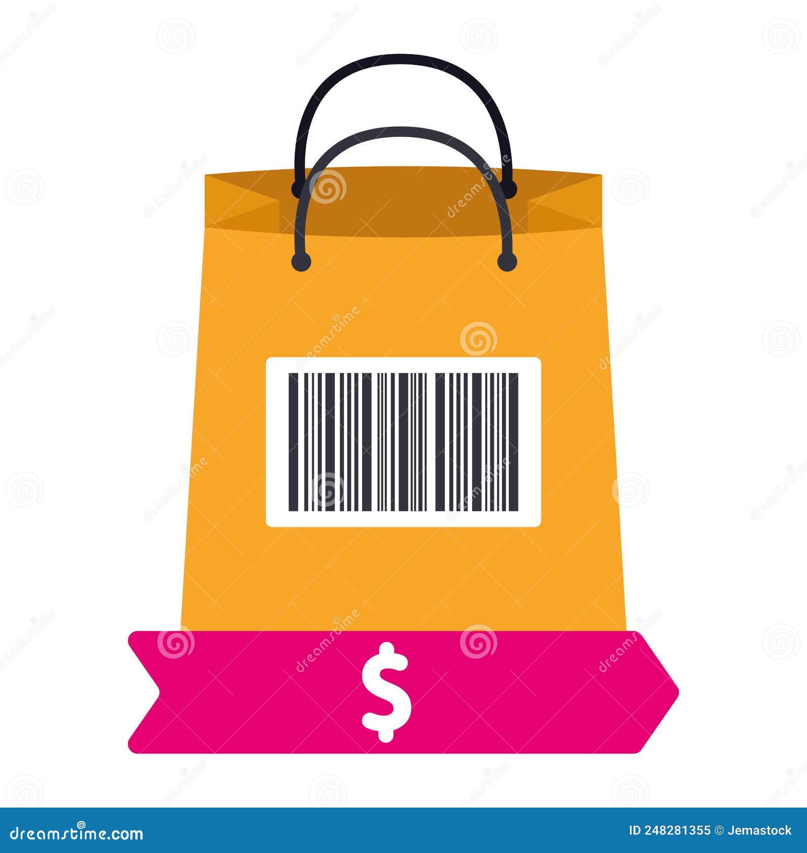 Shopping bag with barcode stock vector. Illustration of digital - 248281355